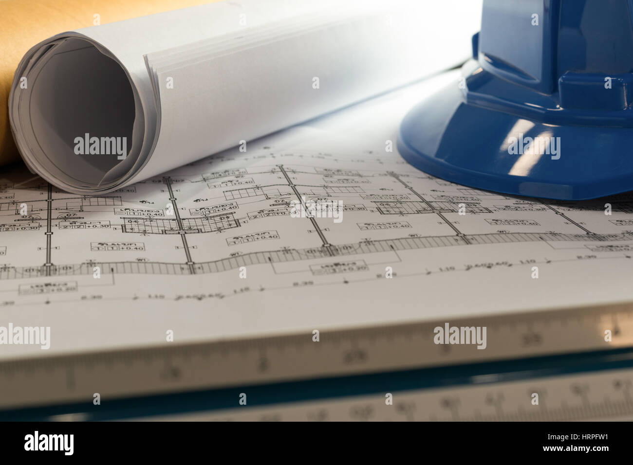 Workplace of architect - Architect rolls and plans.architectural plan ...