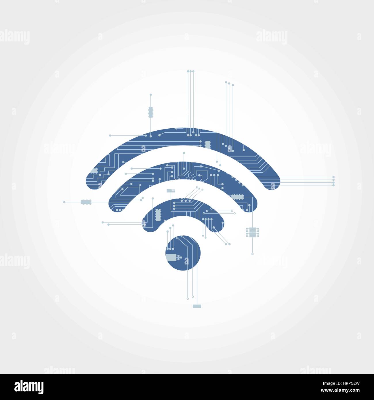 Electronic circuit branching from a wifi symbol. Clean design Stock ...