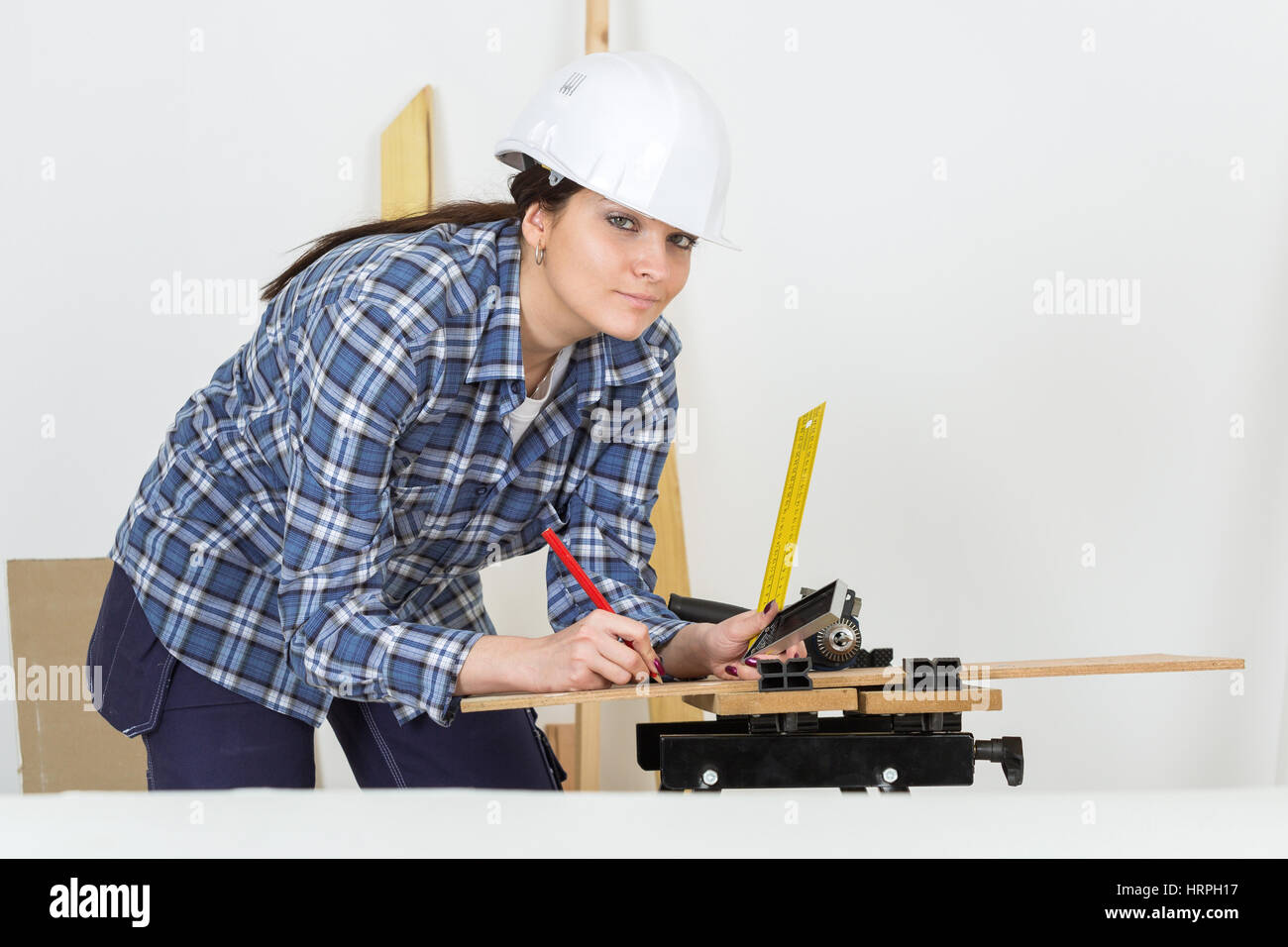 measuring the wood Stock Photo - Alamy