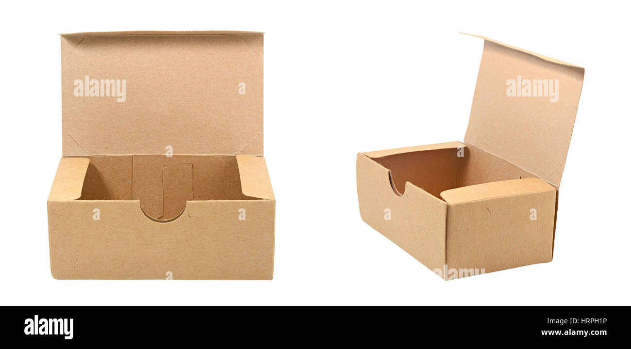 Open cardboard box isolated on white with clipping path Stock Photo - Alamy