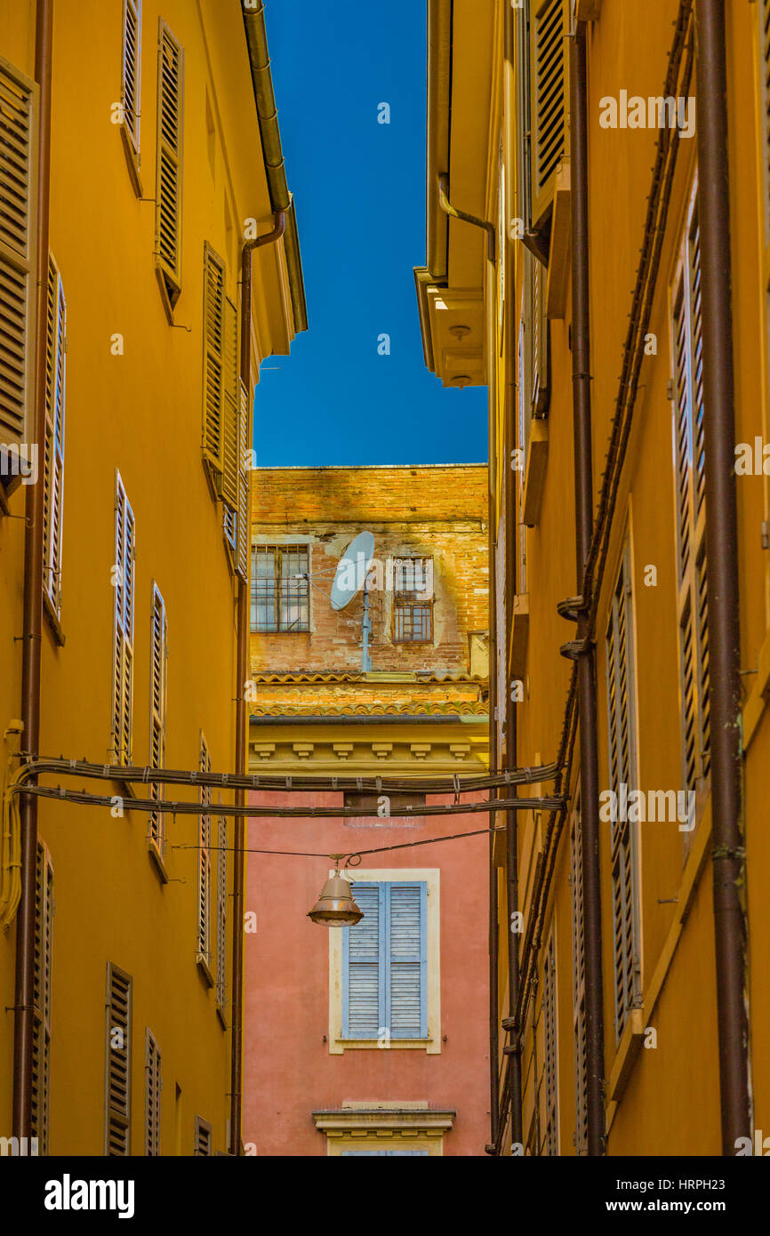 Architecture of the colorful buildings of Modena in Italy Stock Photo ...