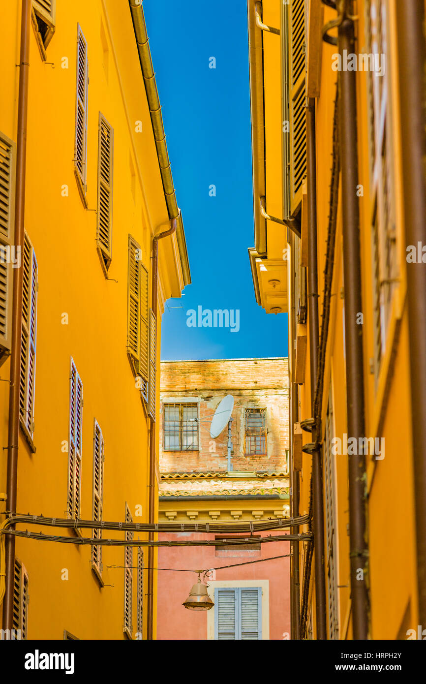 Architecture of the colorful buildings of Modena in Italy Stock Photo ...