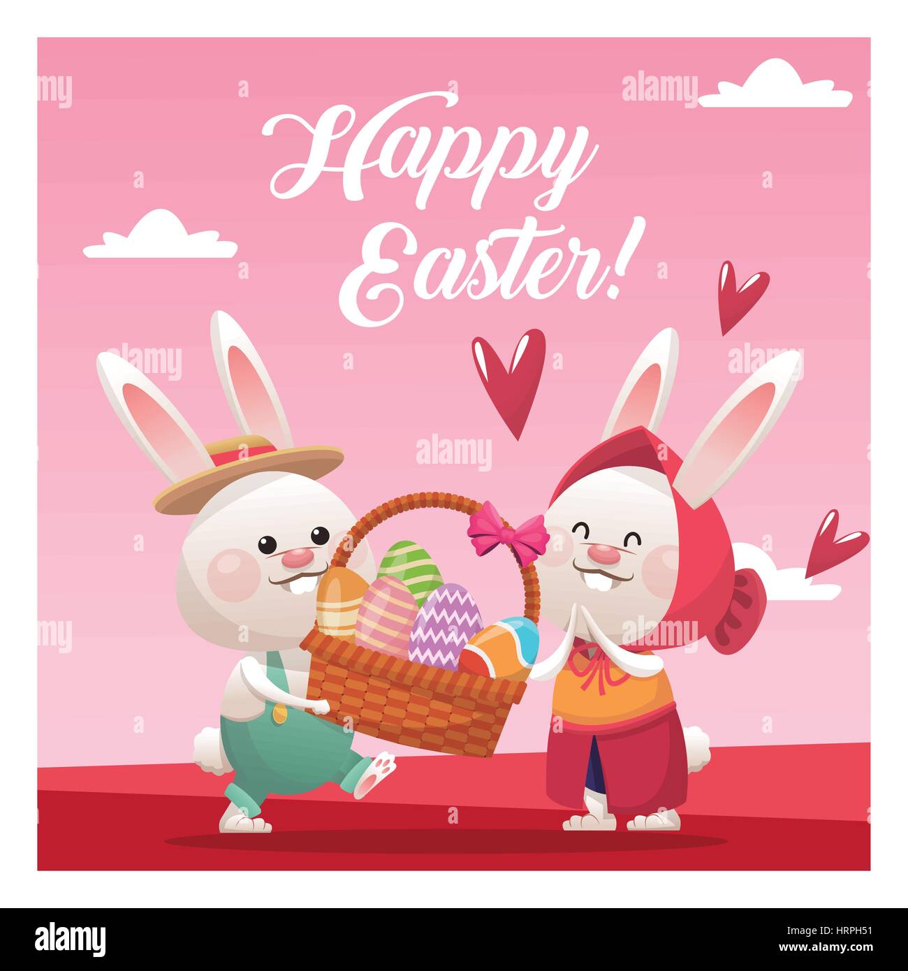 Cute easter couple rabbit heart hi-res stock photography and images - Alamy