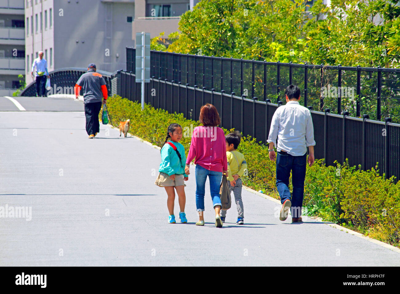 Family Walk in Tokyo Japan Stock Photo - Alamy