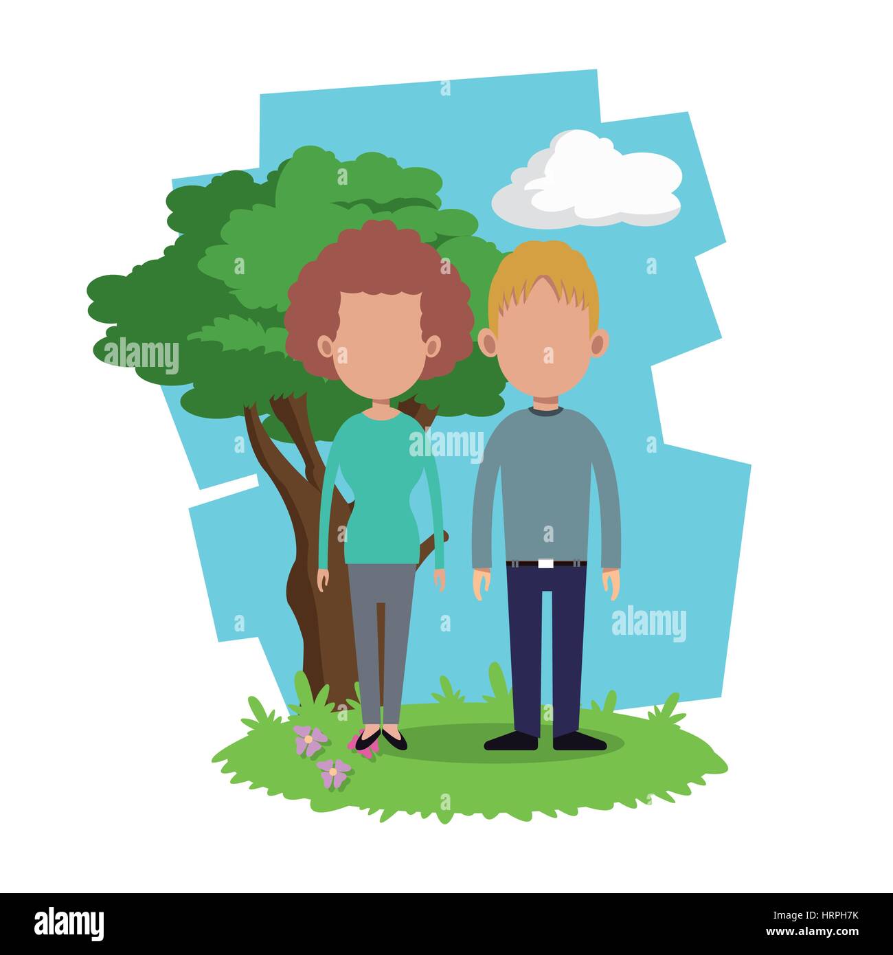 couple relation together tree background Stock Vector Image & Art - Alamy