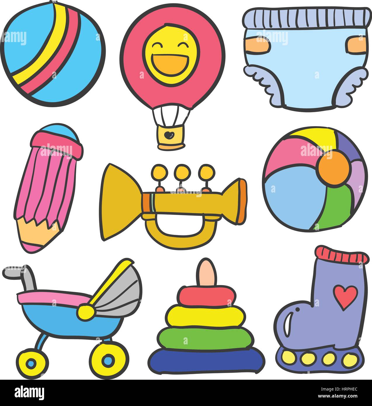 Doodle of baby element set style Stock Vector Image & Art - Alamy