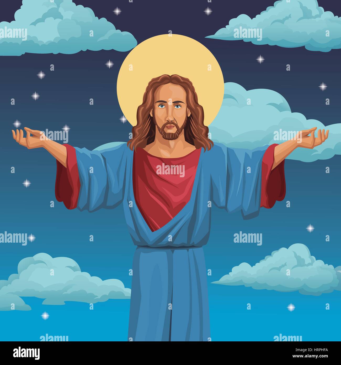 jesus christ religious blessed night background Stock Vector Image ...