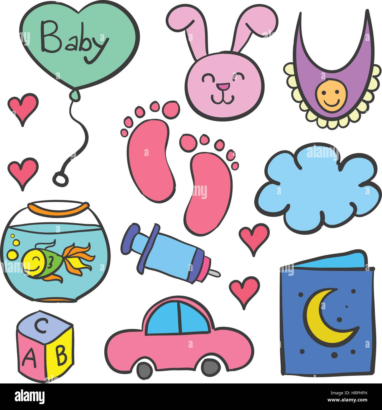 Doodle of baby theme with toys Stock Vector Image & Art - Alamy