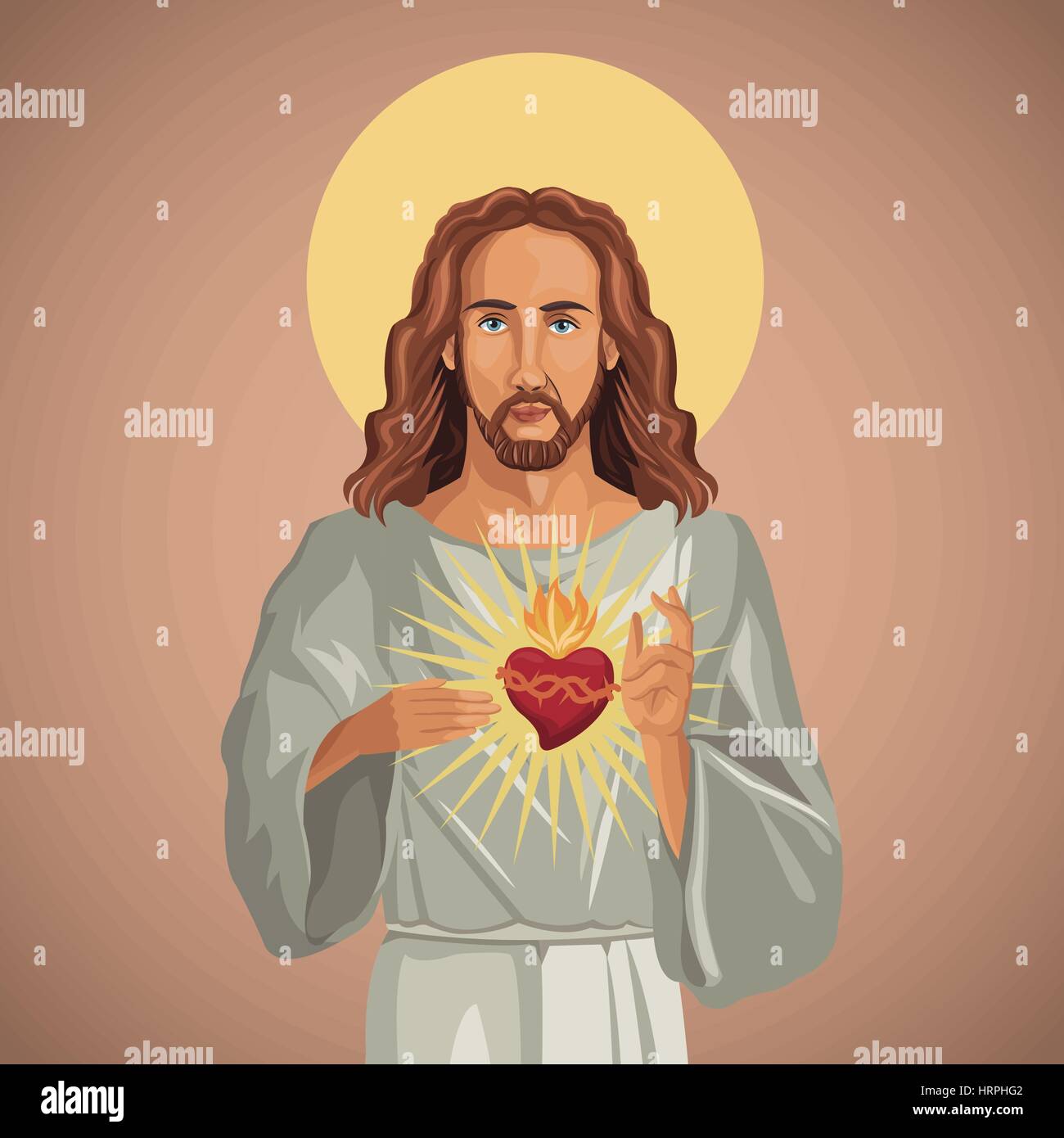 portrait jesus christ sacred heart Stock Vector Image & Art - Alamy