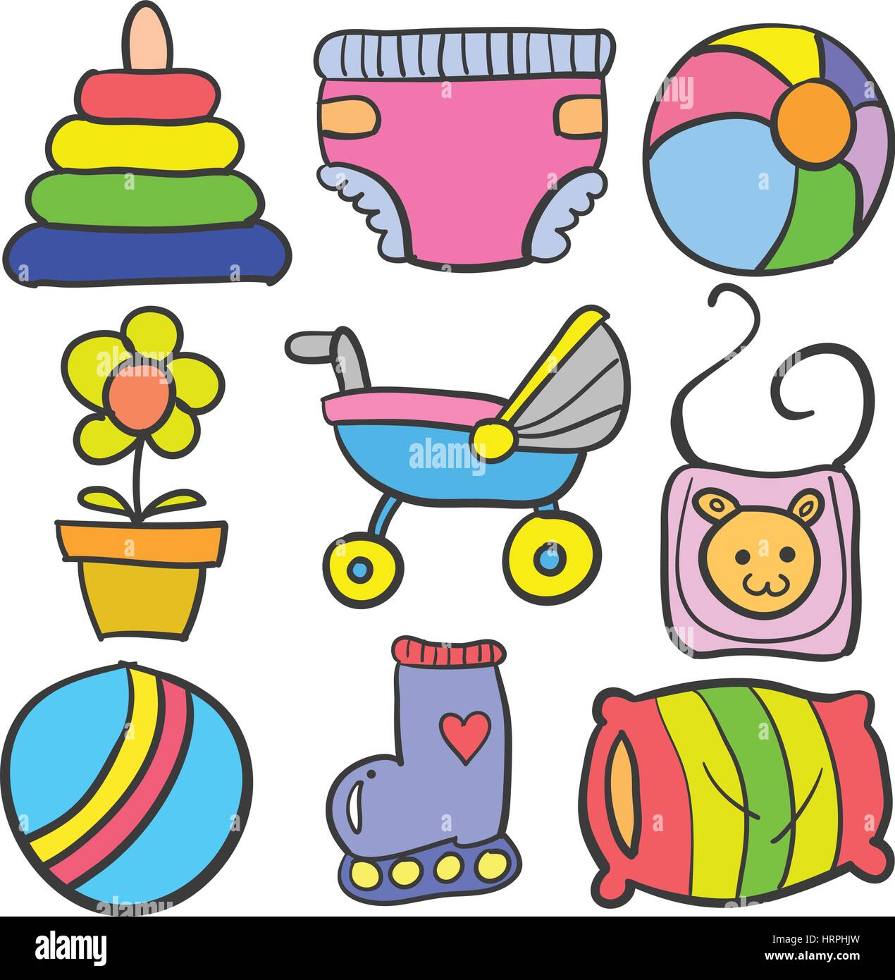 Set of baby element set various doodles Stock Vector Image & Art - Alamy