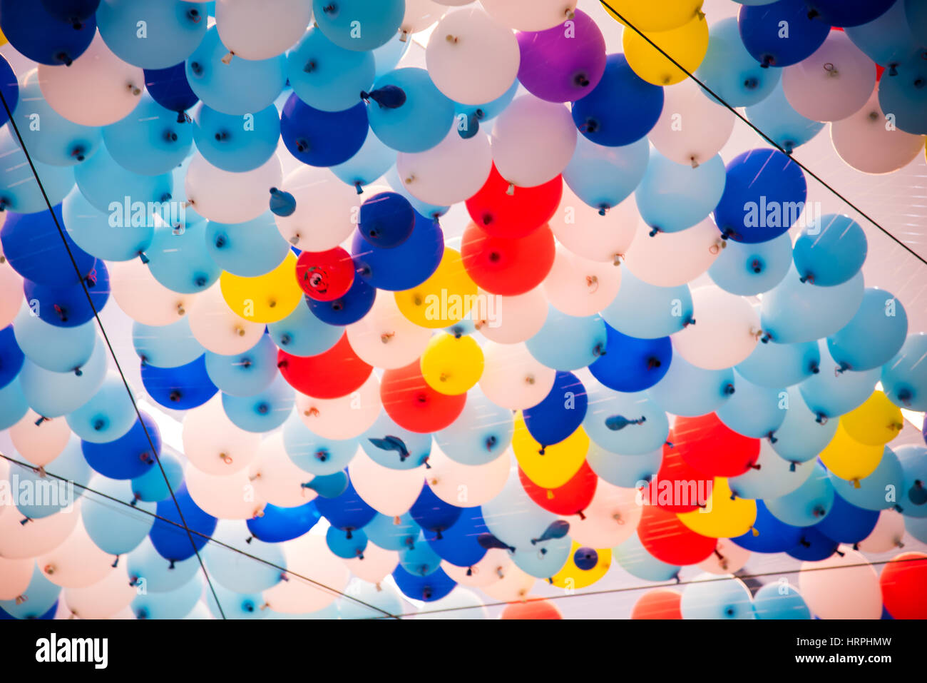 Group multi colored balloons hi-res stock photography and images - Alamy