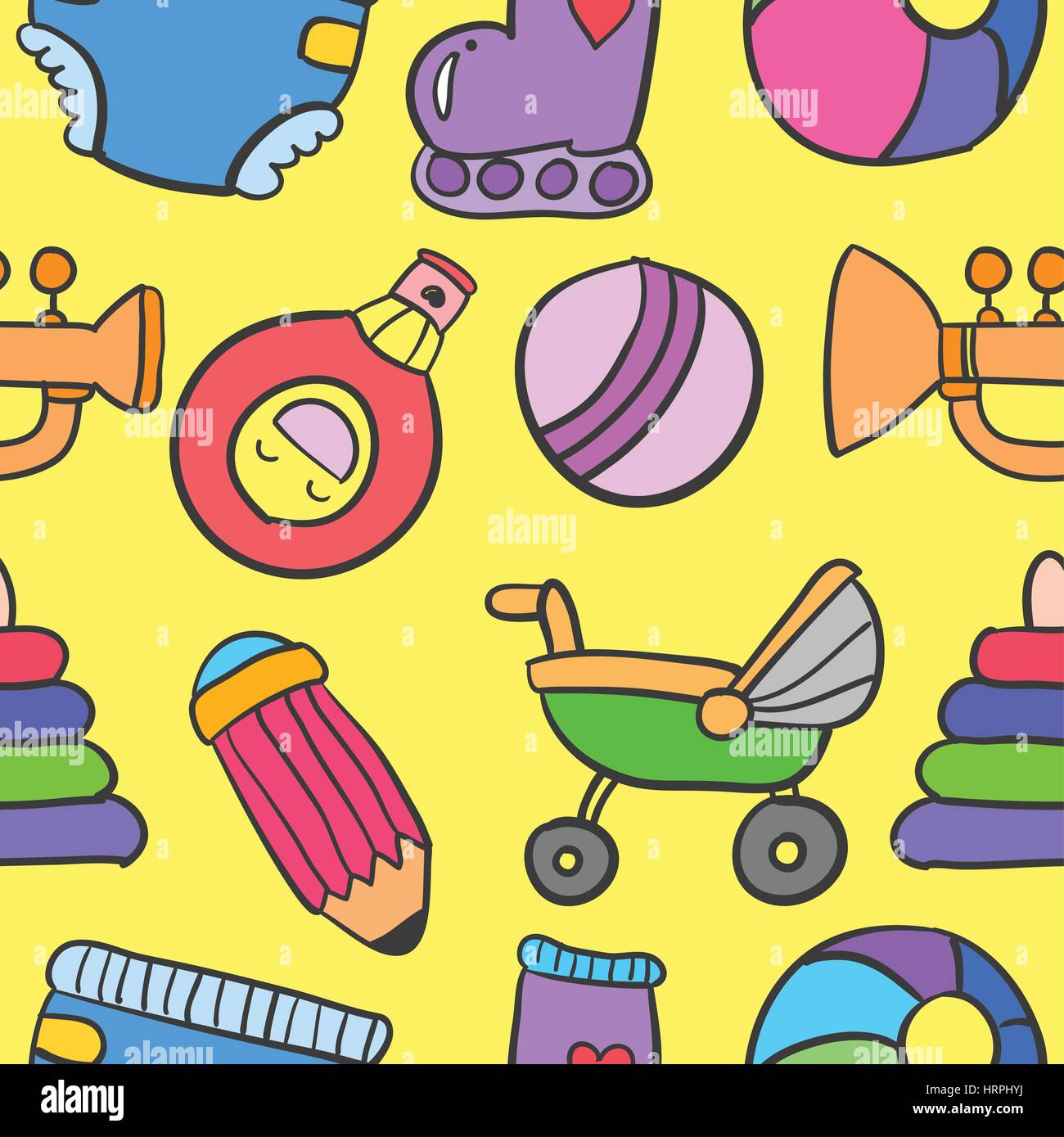 Collection stock of baby object doodles vector art Stock Vector Image ...