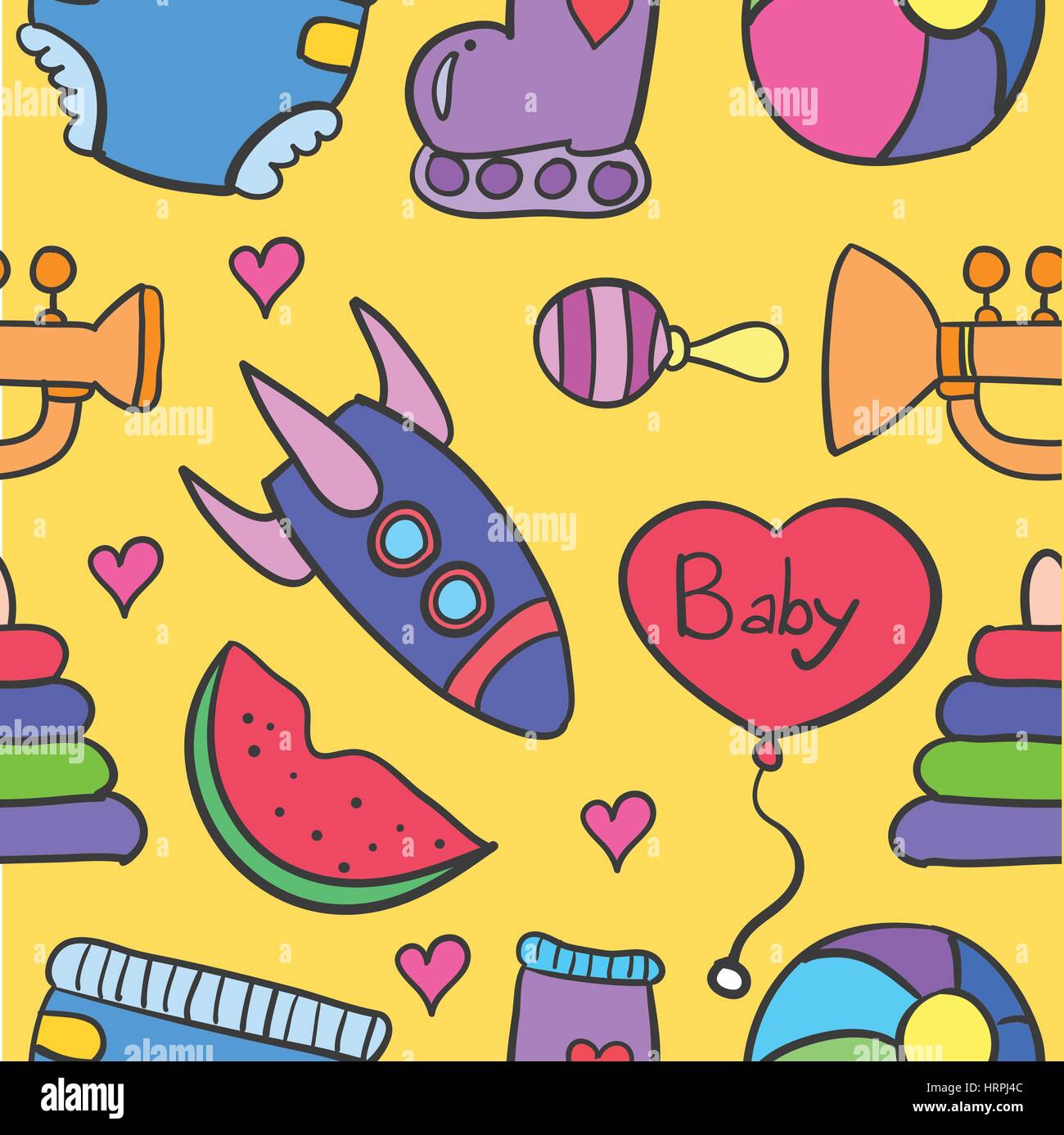 Collection of baby element doodle set vector art Stock Vector Image ...