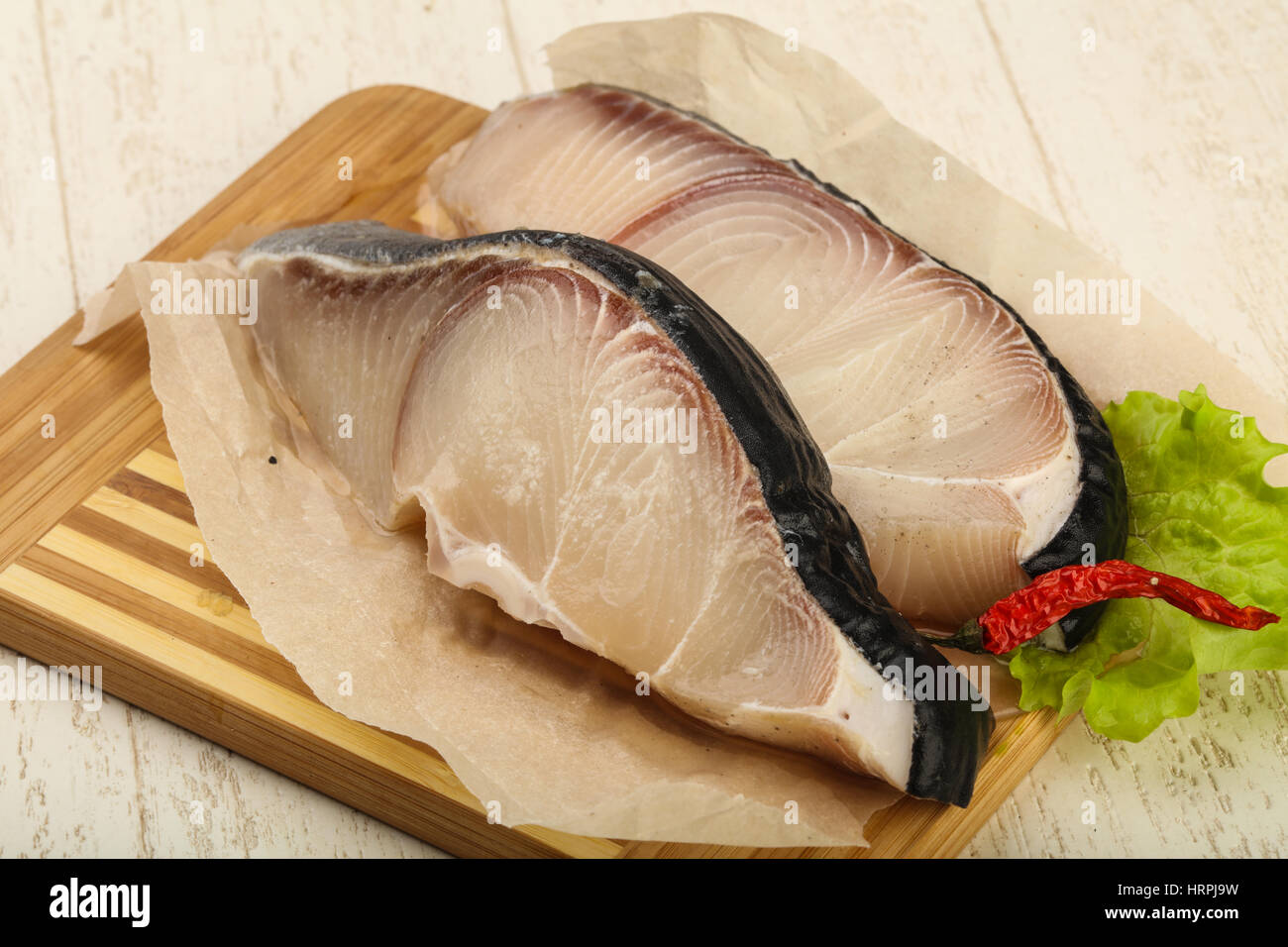Raw juicy shark steak ready for grill Stock Photo - Alamy