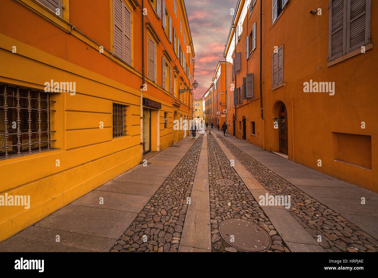 Architecture of the colorful buildings of Modena in Italy Stock Photo ...