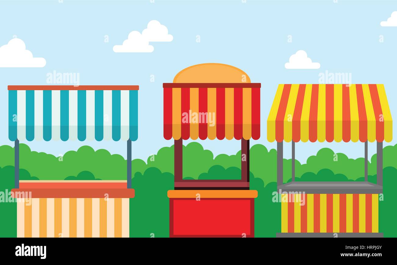 Collection of street shop landscape vector illustration Stock Vector ...