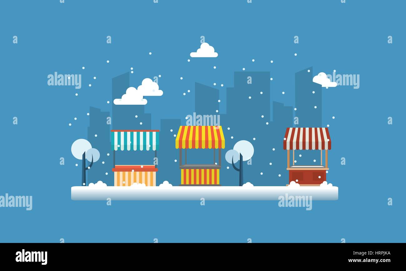 Street food stall and snow Stock Vector Images - Alamy