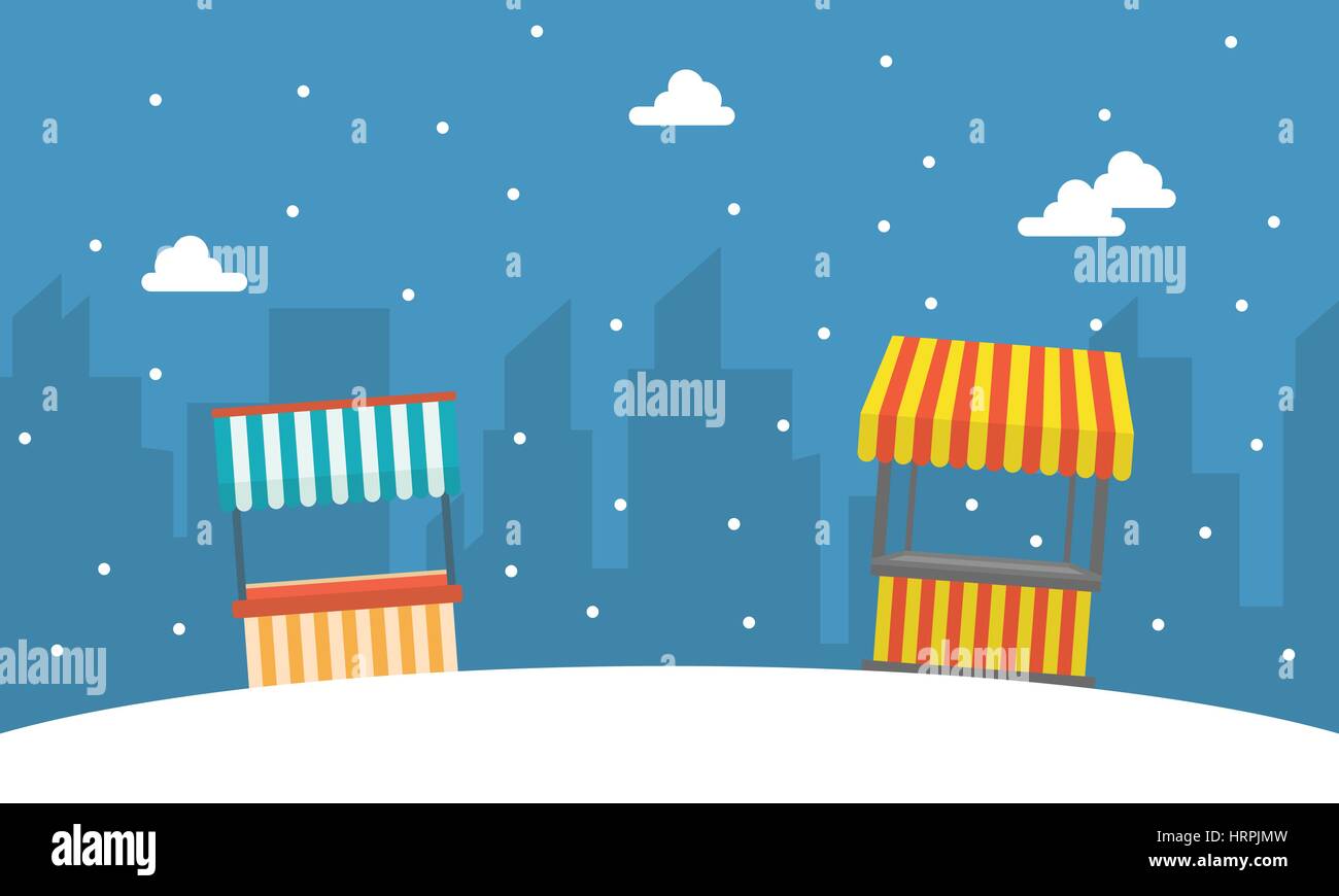 Street food stall and snow Stock Vector Images - Alamy