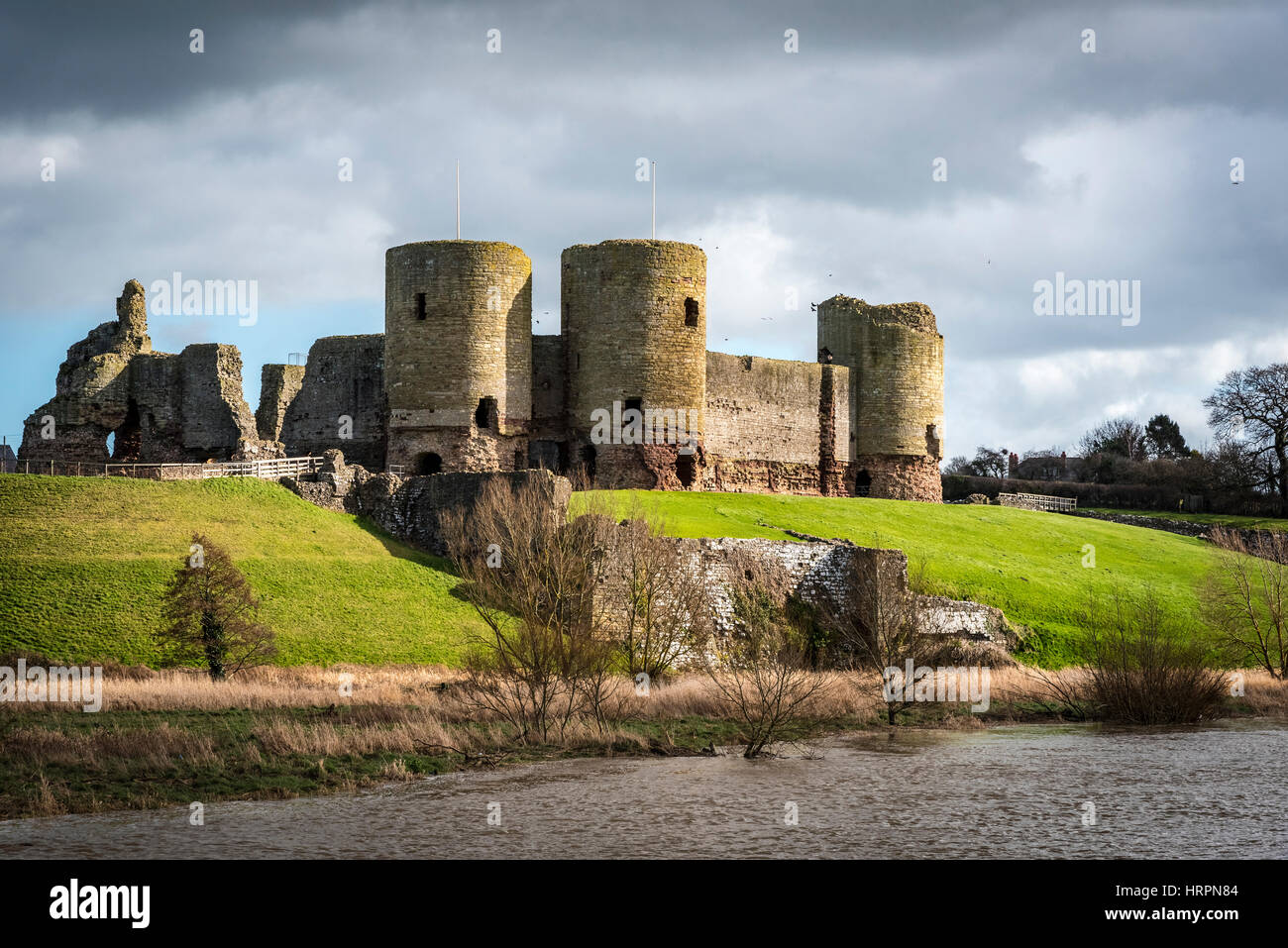 Rhuddlan Castle in Rhuddlan, Denbighshire, North Wales. It was built by ...