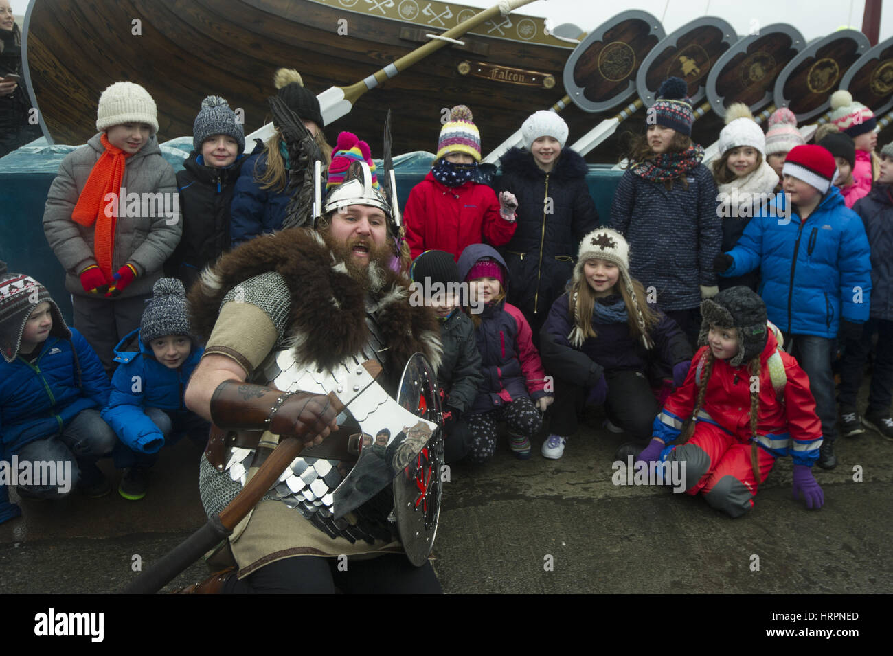 The Guizer Jarl and his squad sing songs at the Lerwick Royal British ...