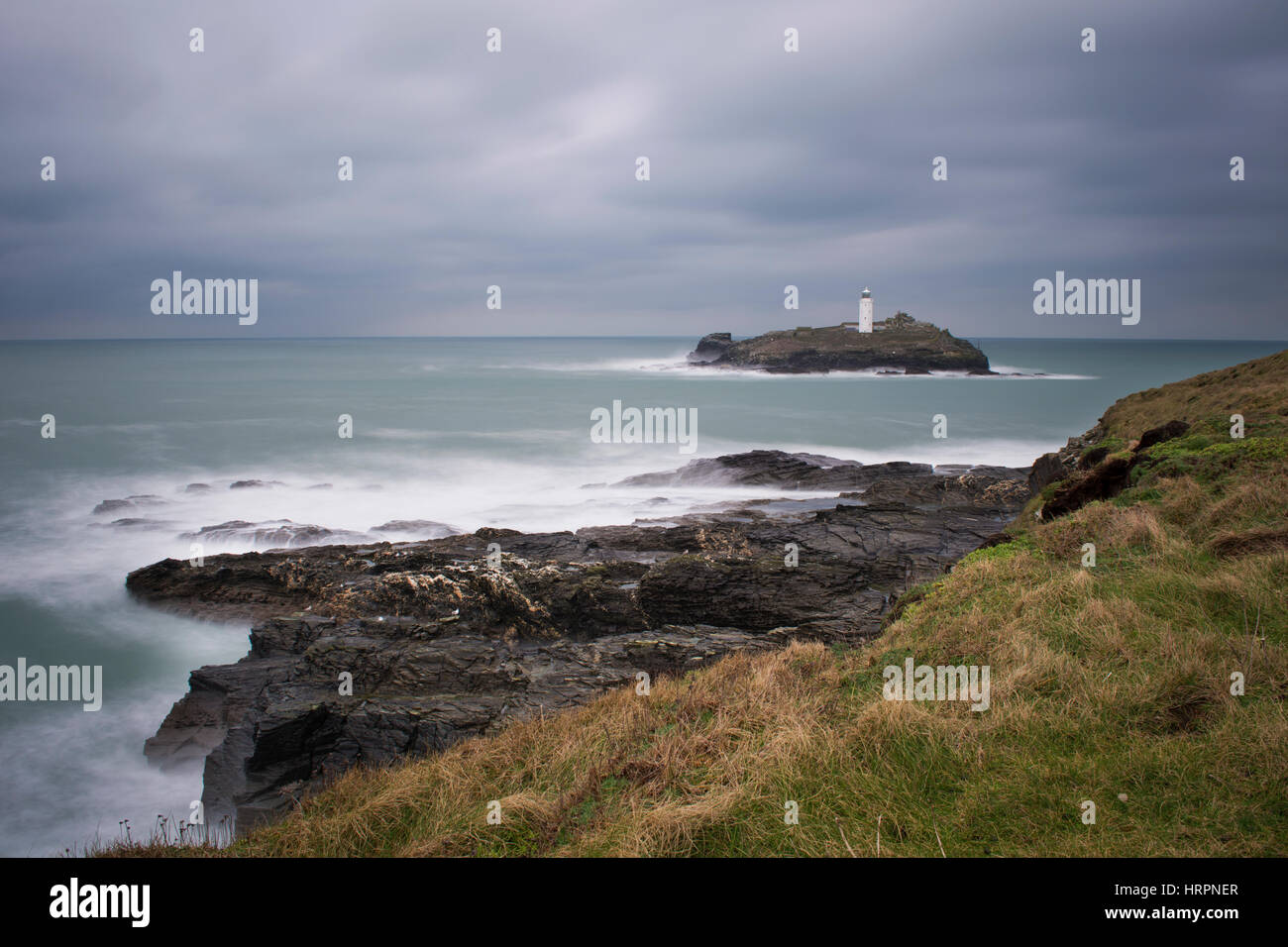 Cornish lighthouse storm hi-res stock photography and images - Alamy