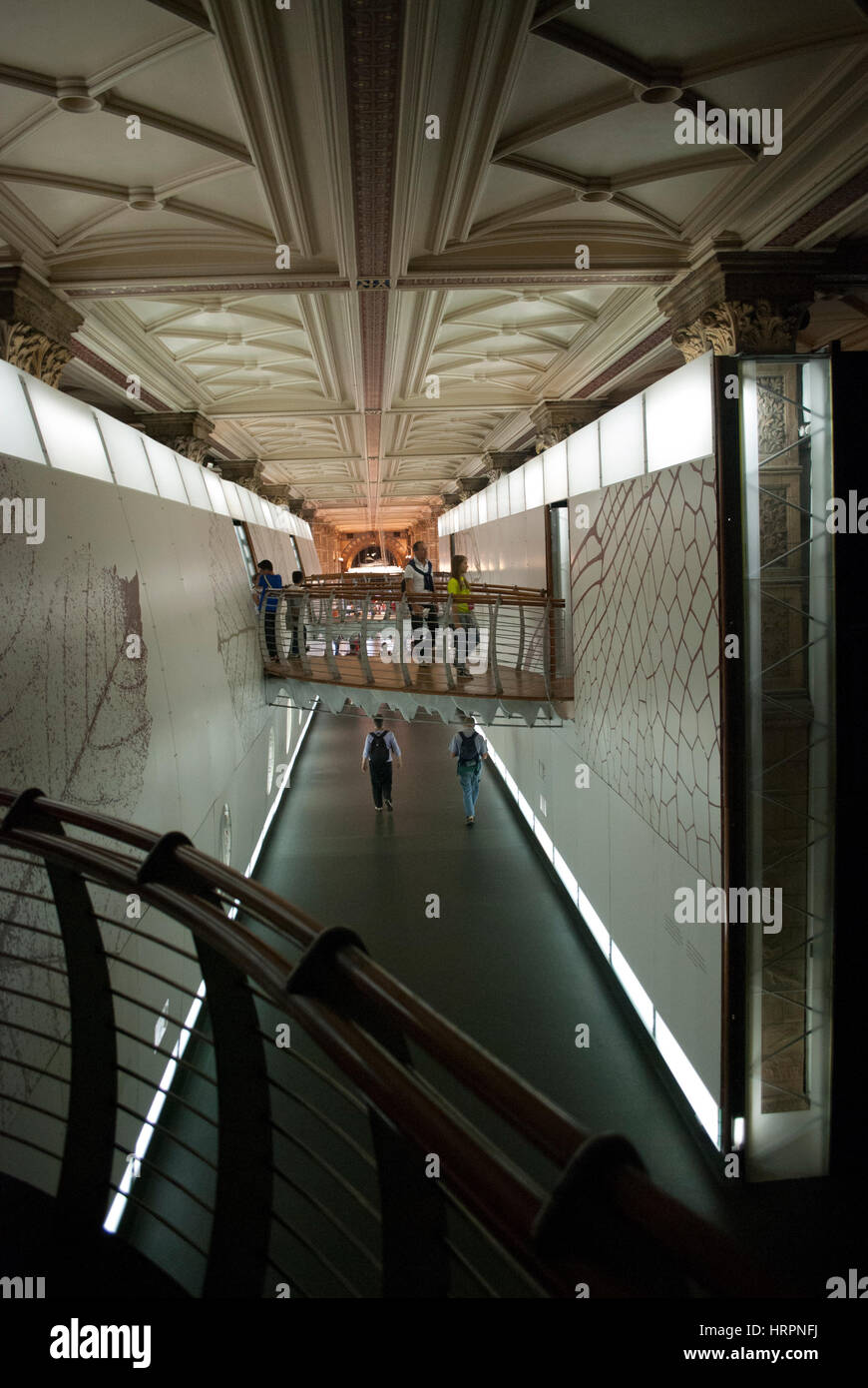 Corridor in the Natural History Museum London, London with raised ...