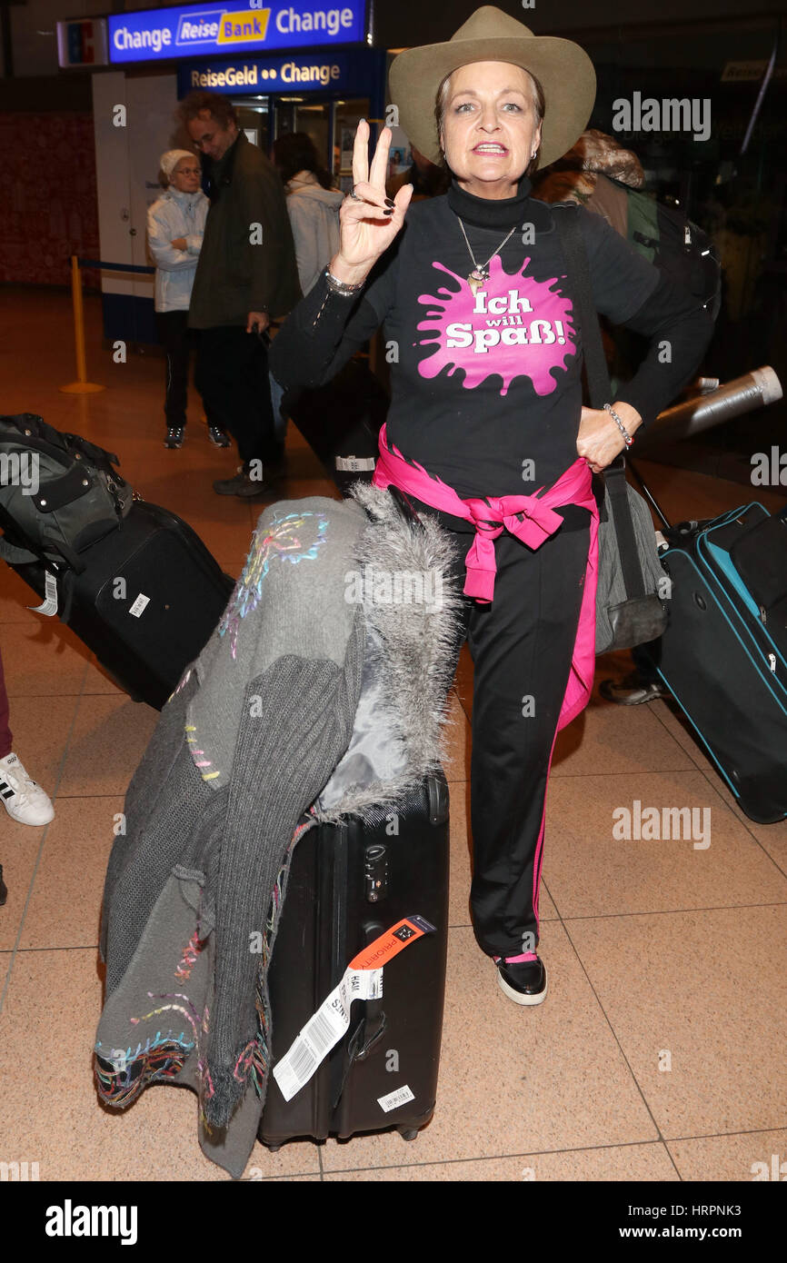 Dschungelcamp contestant Frl. Menke arriving at Hamburg airport ...