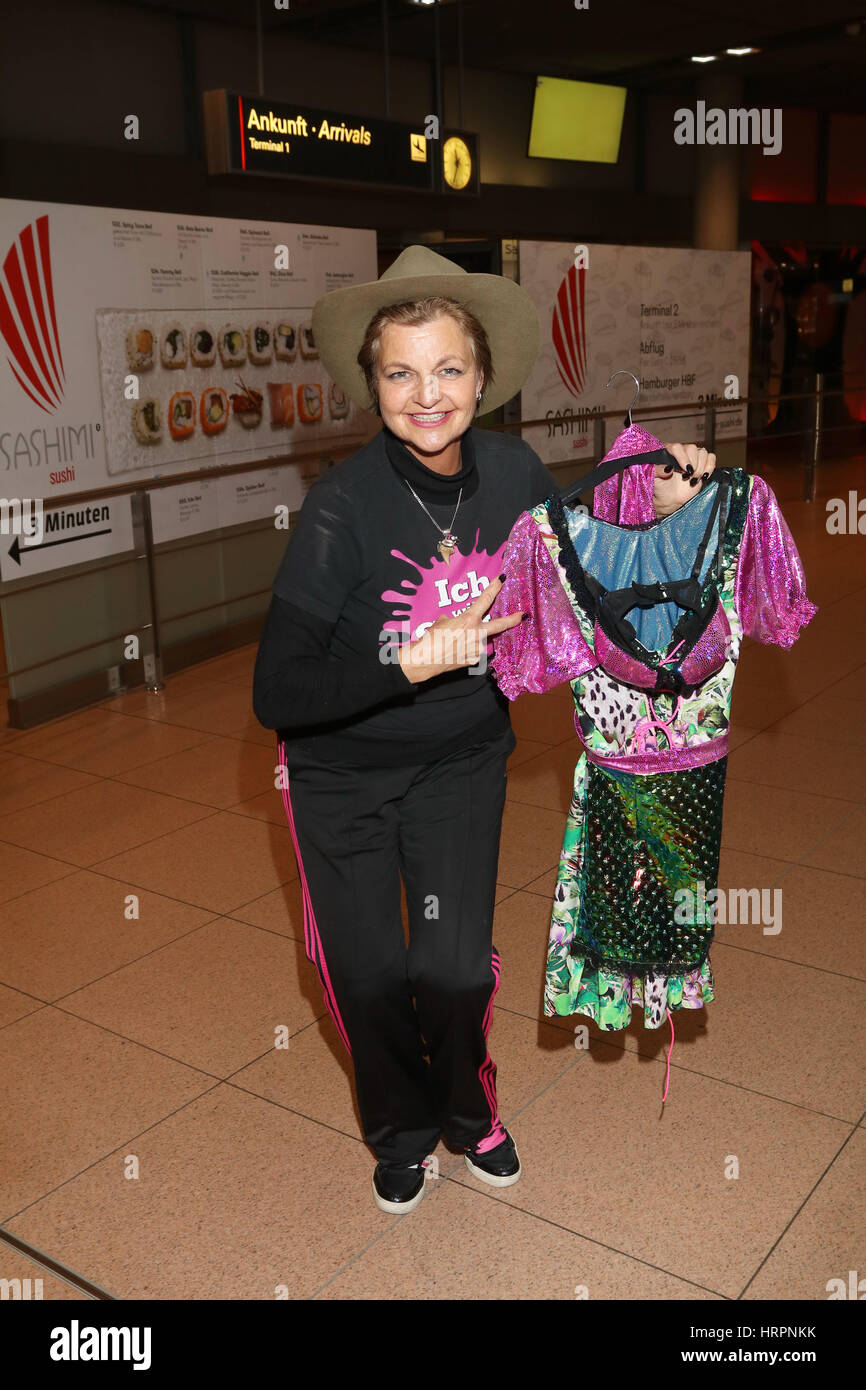 Dschungelcamp contestant Frl. Menke arriving at Hamburg airport ...