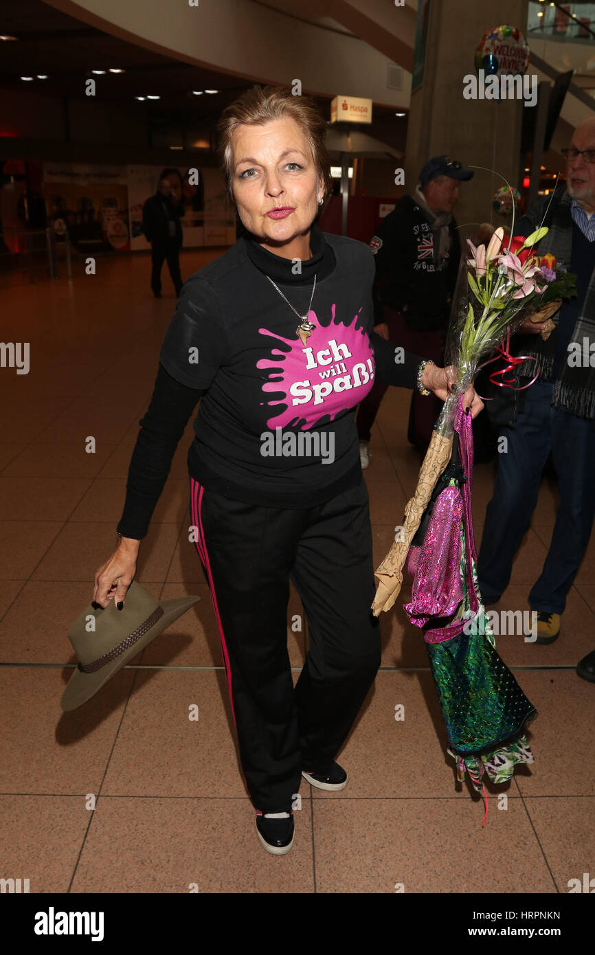 Dschungelcamp contestant Frl. Menke arriving at Hamburg airport ...