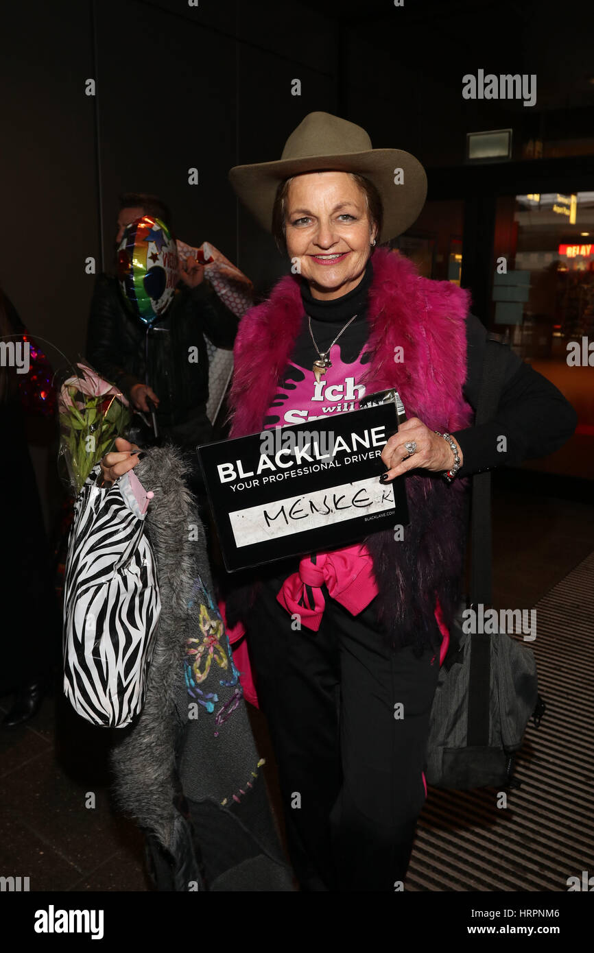 Dschungelcamp contestant Frl. Menke arriving at Hamburg airport ...