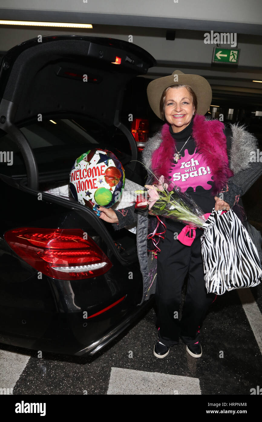 Dschungelcamp contestant Frl. Menke arriving at Hamburg airport ...