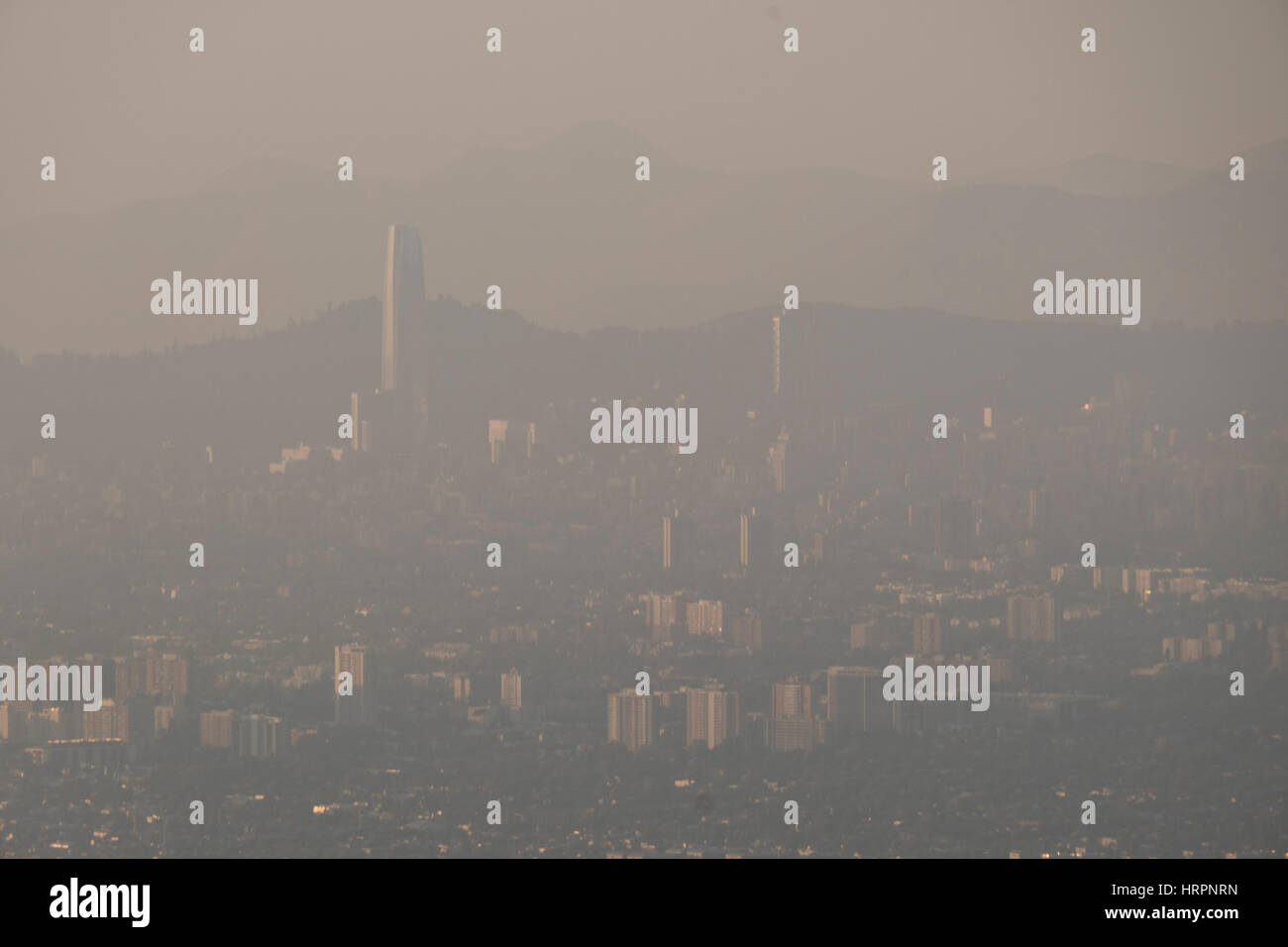 Air pollution in Santiago de Chile view from Andes mountains,Chile ...