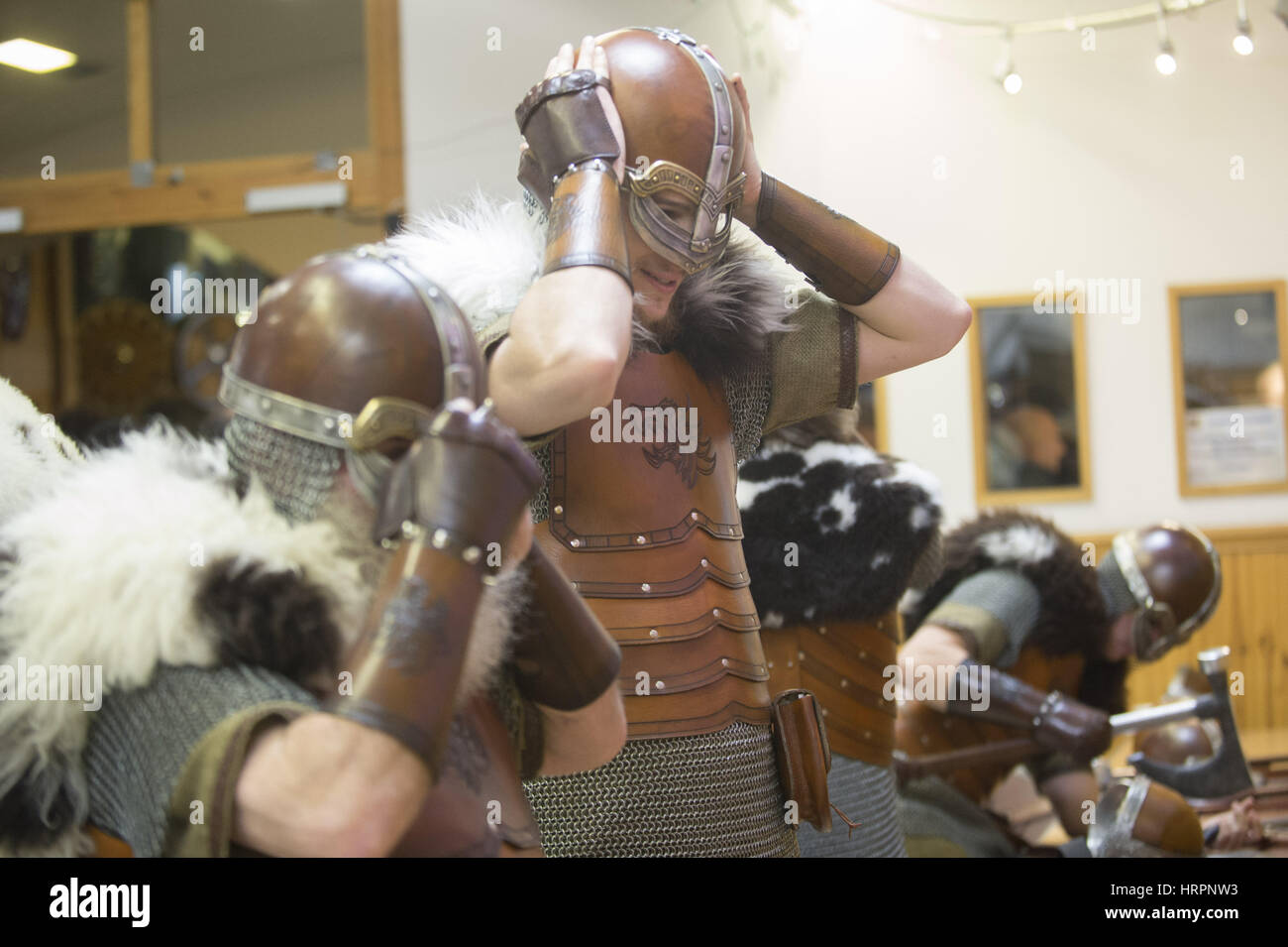 The Guizer Jarl and his squad sing songs at the Lerwick Royal British ...
