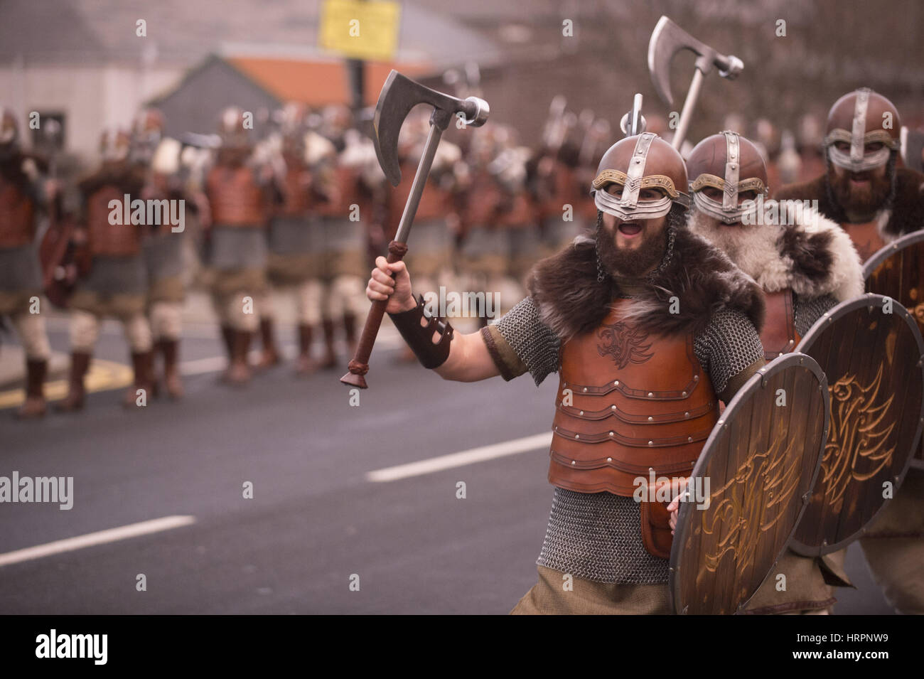 The Guizer Jarl and his squad sing songs at the Lerwick Royal British ...