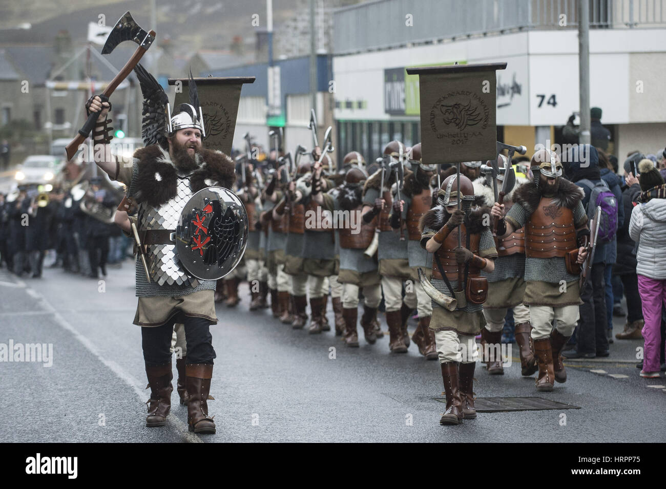 The Guizer Jarl and his squad sing songs at the Lerwick Royal British ...