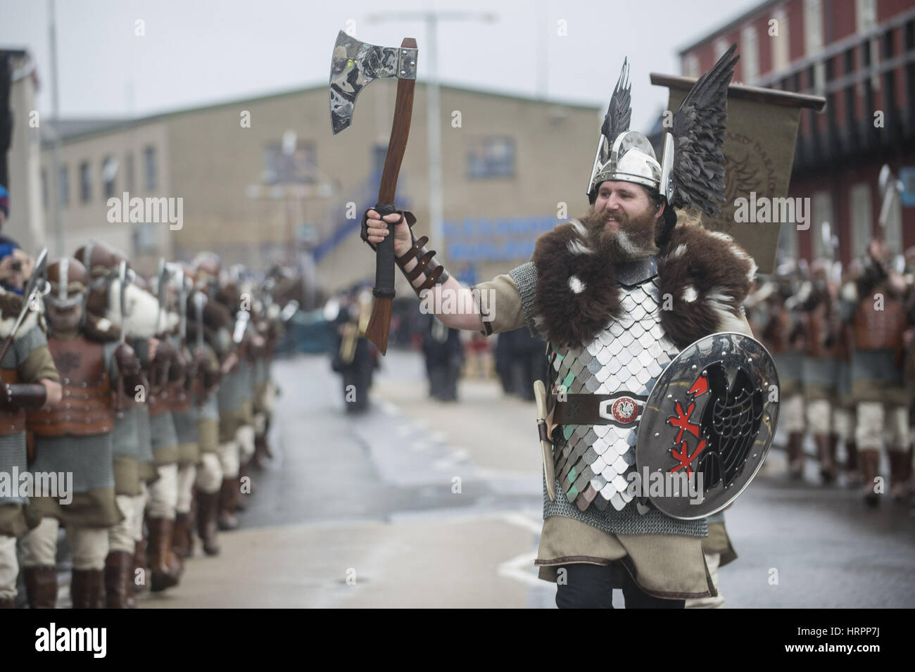 The Guizer Jarl and his squad sing songs at the Lerwick Royal British ...