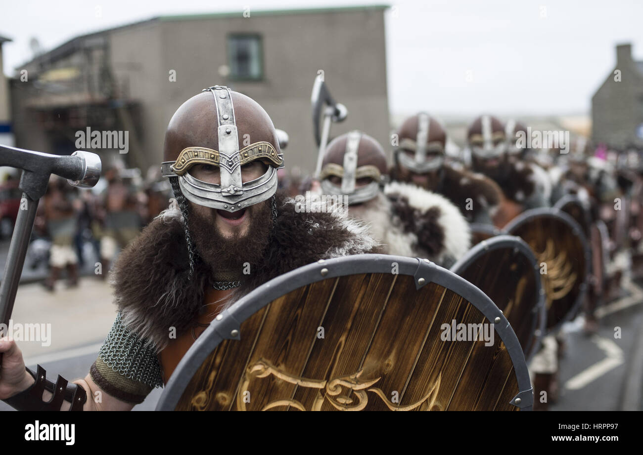 The Guizer Jarl and his squad sing songs at the Lerwick Royal British ...