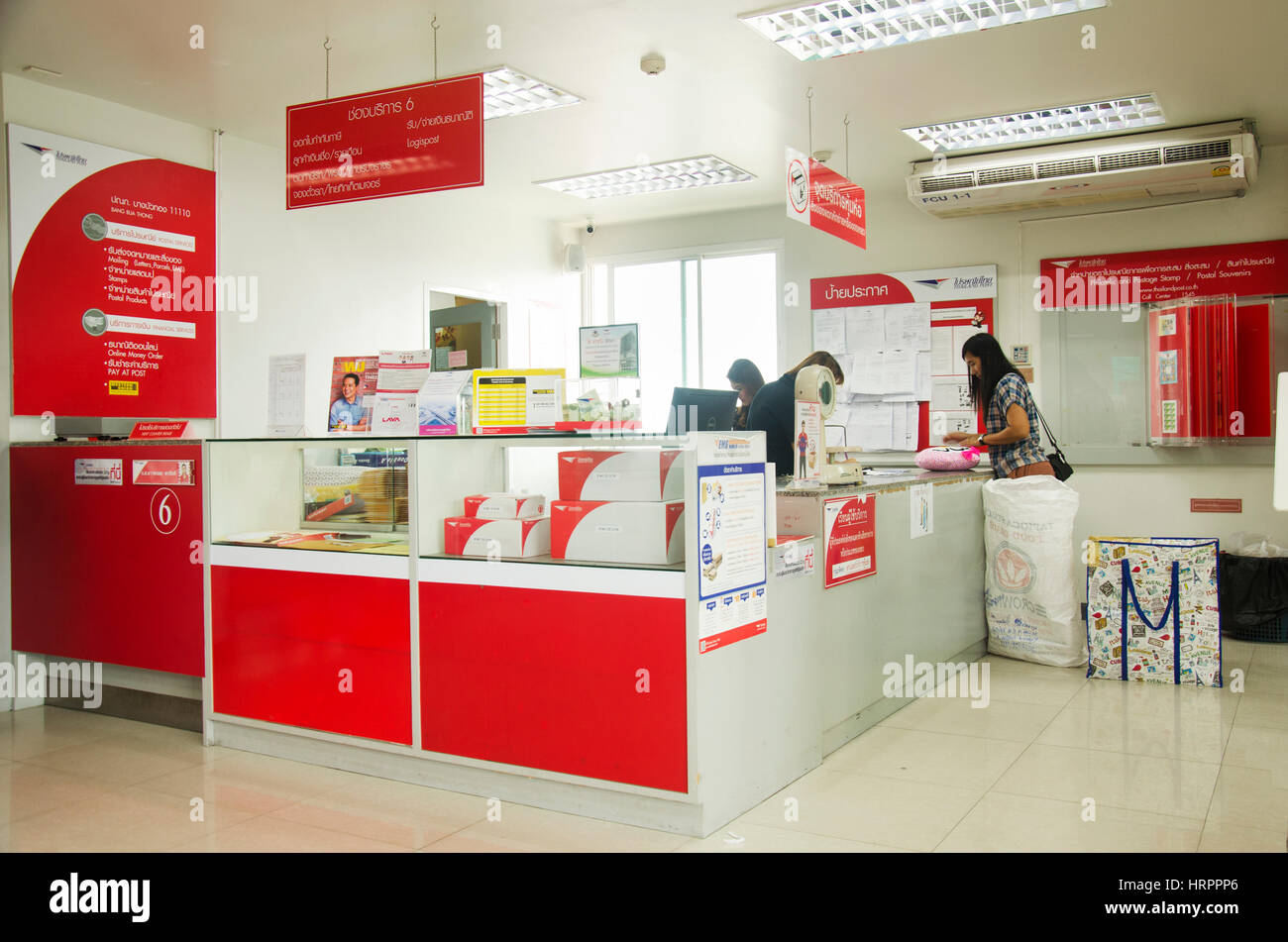 Thai people sending parcel post and employee service customer by fast ...