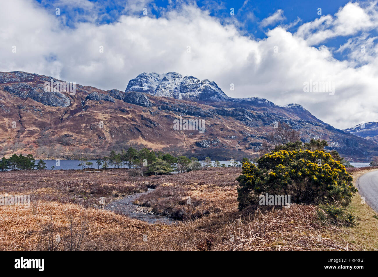 Scottish mountain Slioch at Loch Maree in Wester Ross Highland Scotland ...