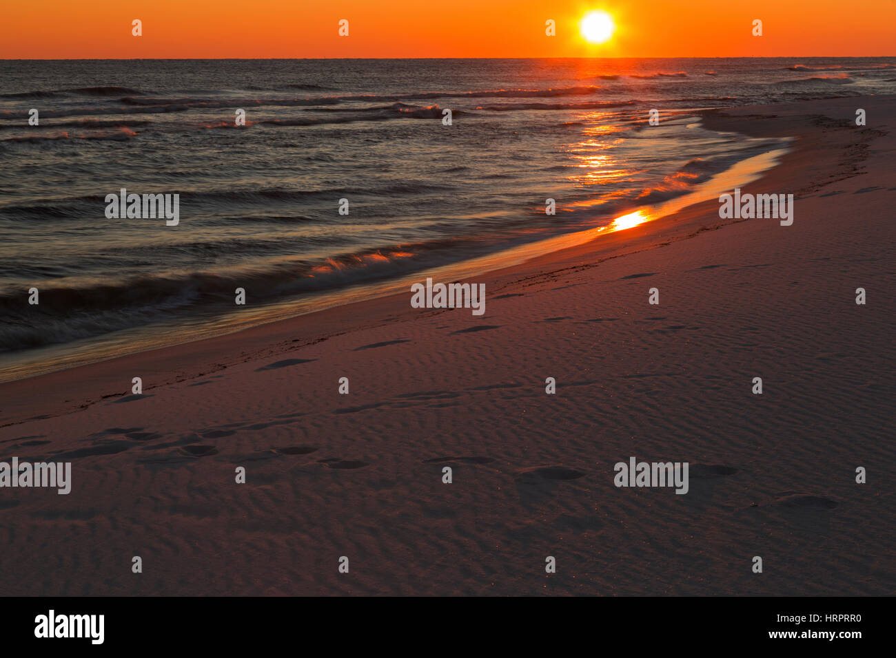 Sunset on Gulf Coast in Gulf Islands National Seashore Stock Photo - Alamy