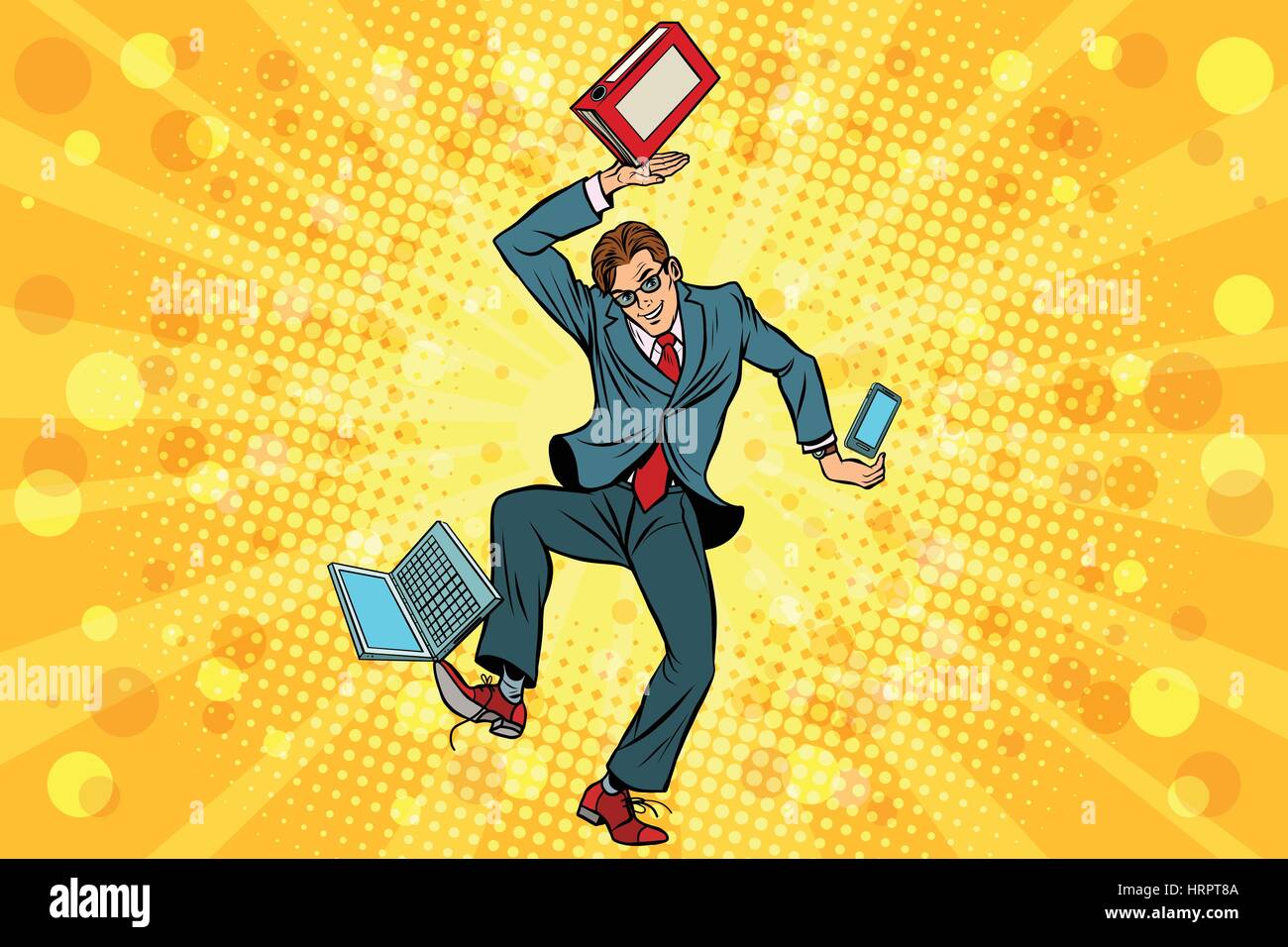 Businessman juggler clerk. Vintage comics cartoons illustration pop art ...