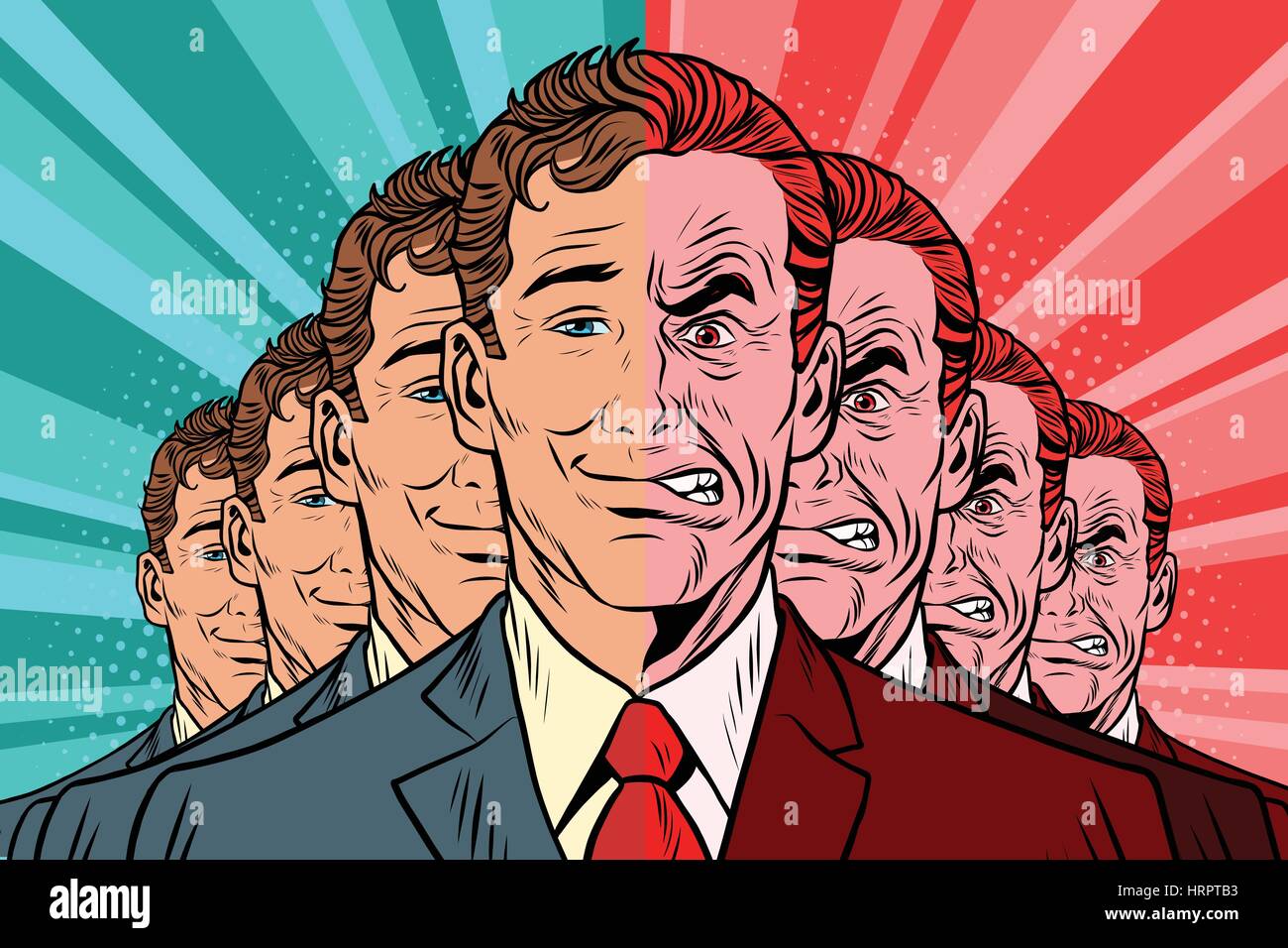 Crowd bad good people. Vintage comics cartoons illustration pop art ...