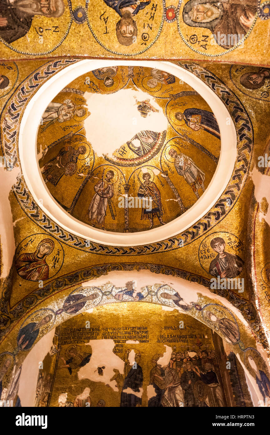 The interior of the Katholikon (main church) of the monastery Nea Moni ...