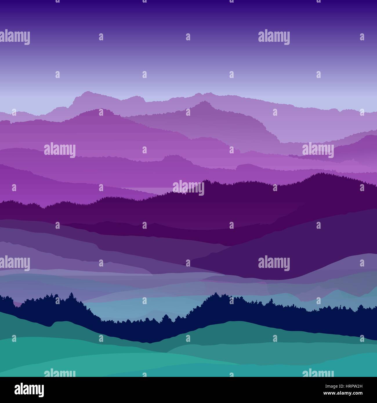 Night landscape illustration hi-res stock photography and images - Alamy