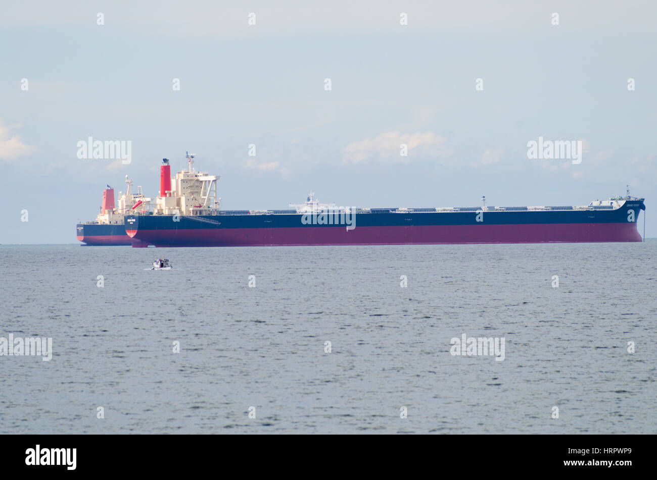 Container ships at anchor on English Bay Stock Photo - Alamy