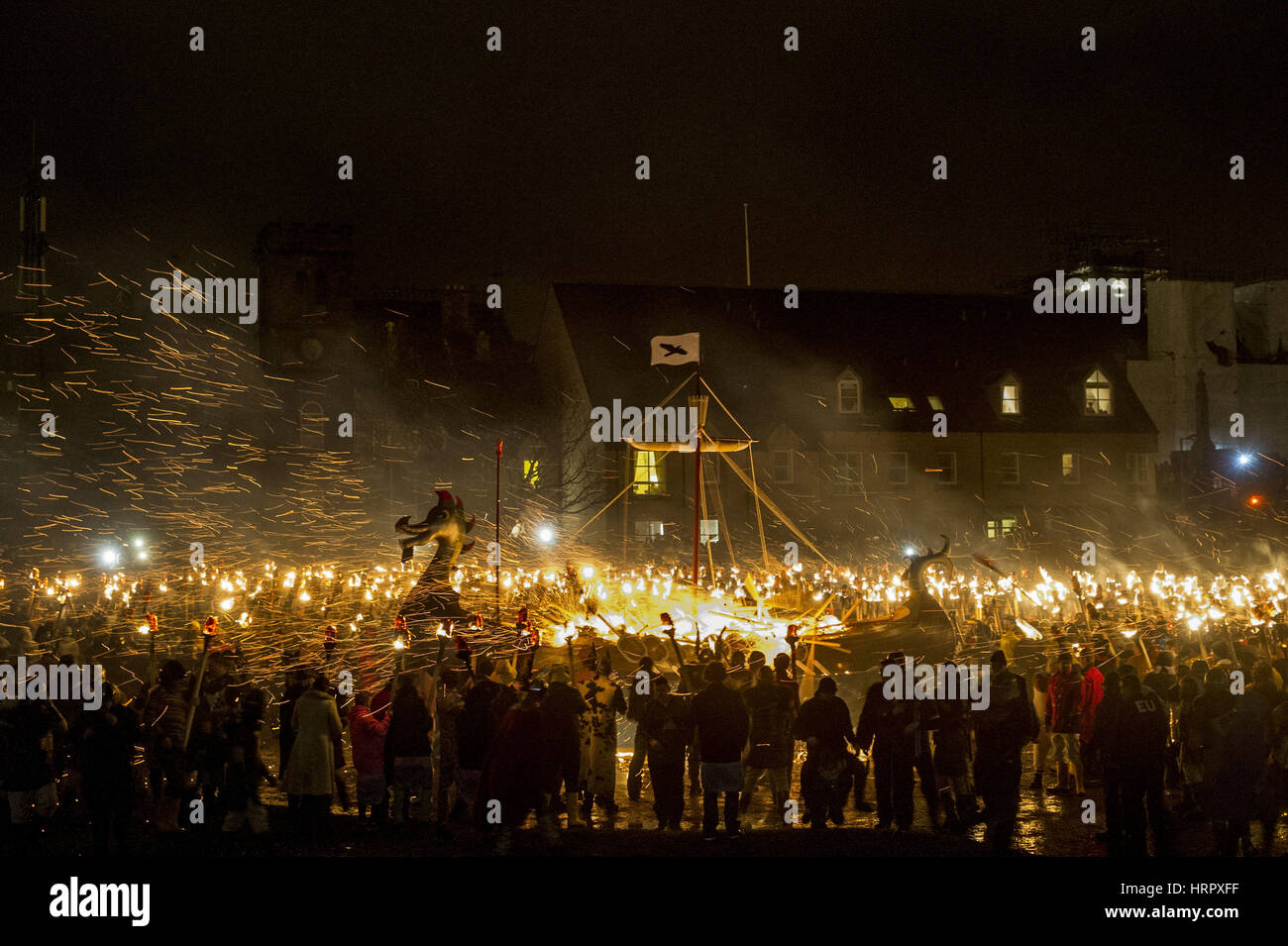 The Guizer Jarl Lyall Gair and his squad light up and march their ...