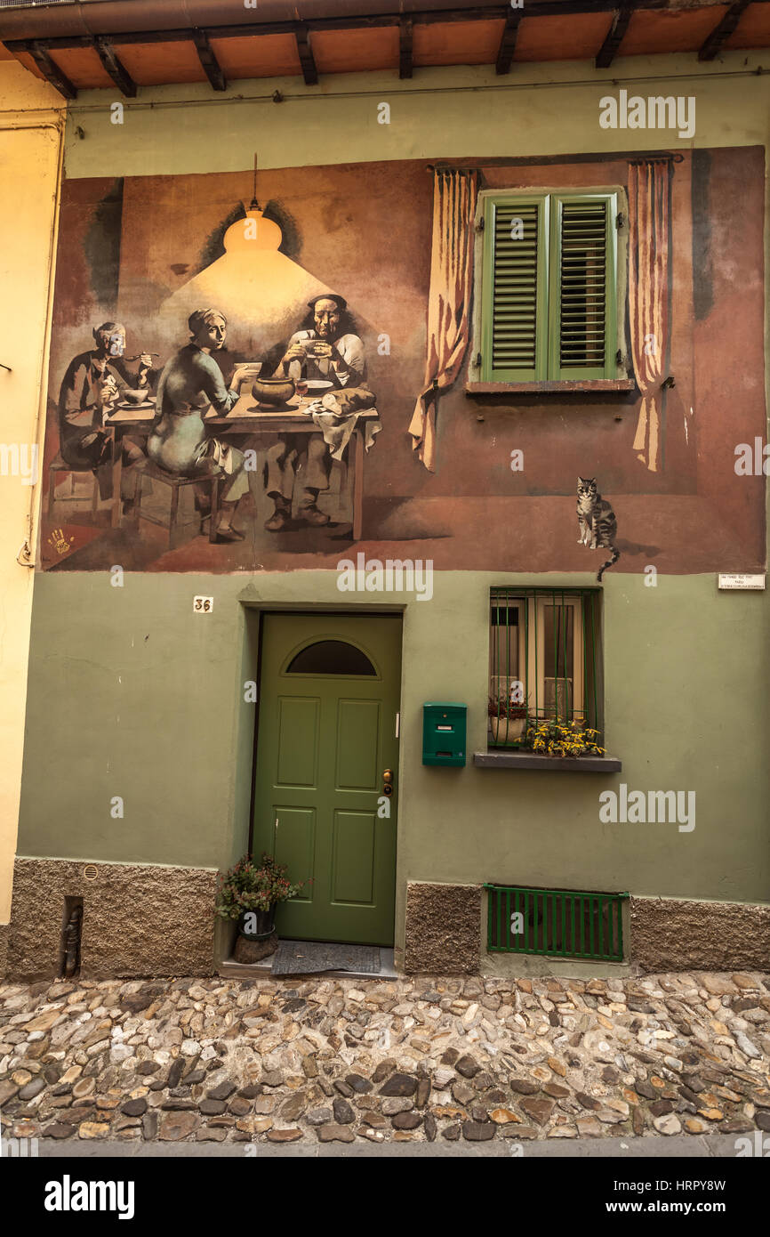 Painting on buildings in Dozza Italy Stock Photo - Alamy
