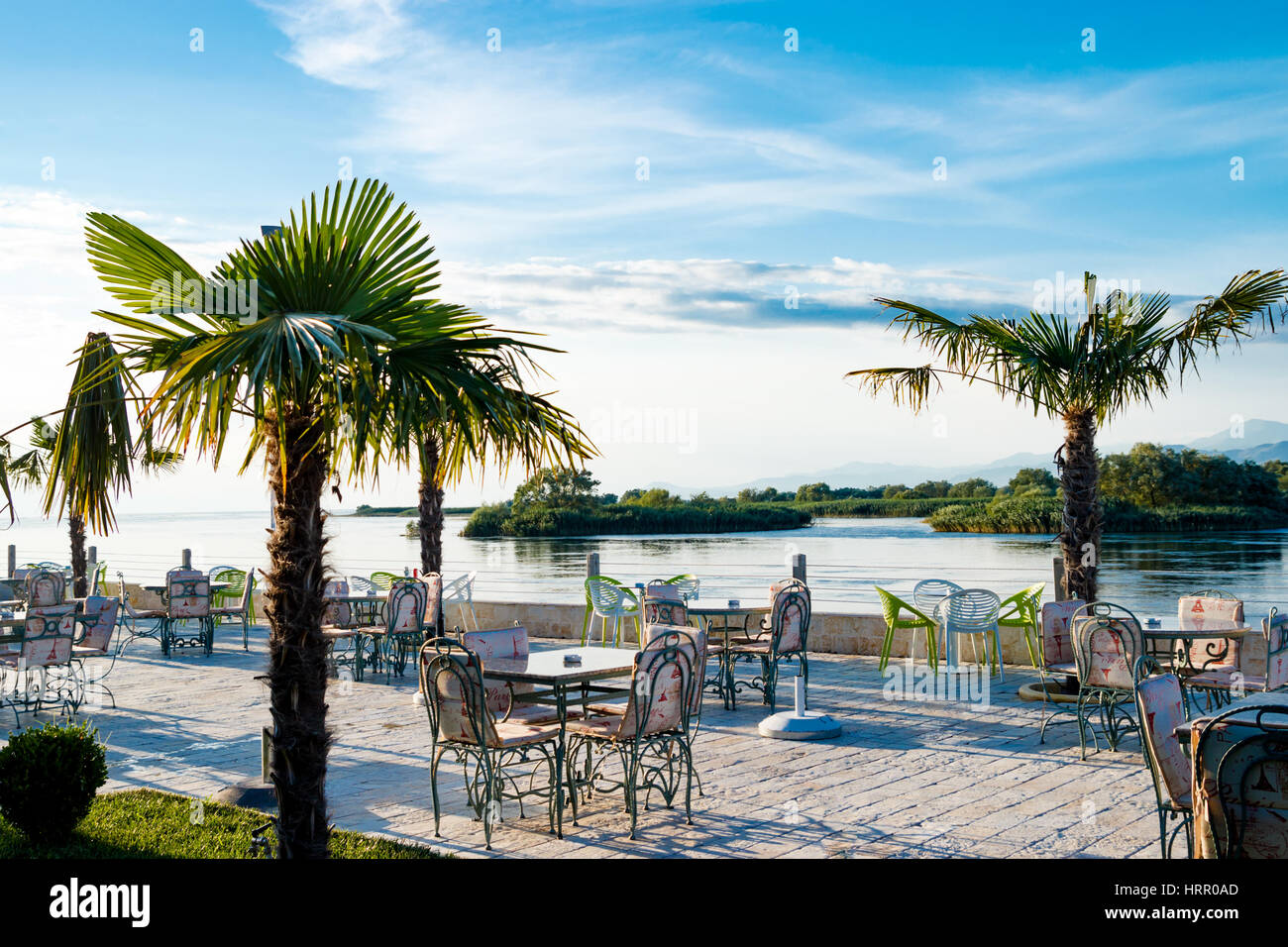 Shkoder Albania Lake View from incredible restaurant Stock Photo - Alamy
