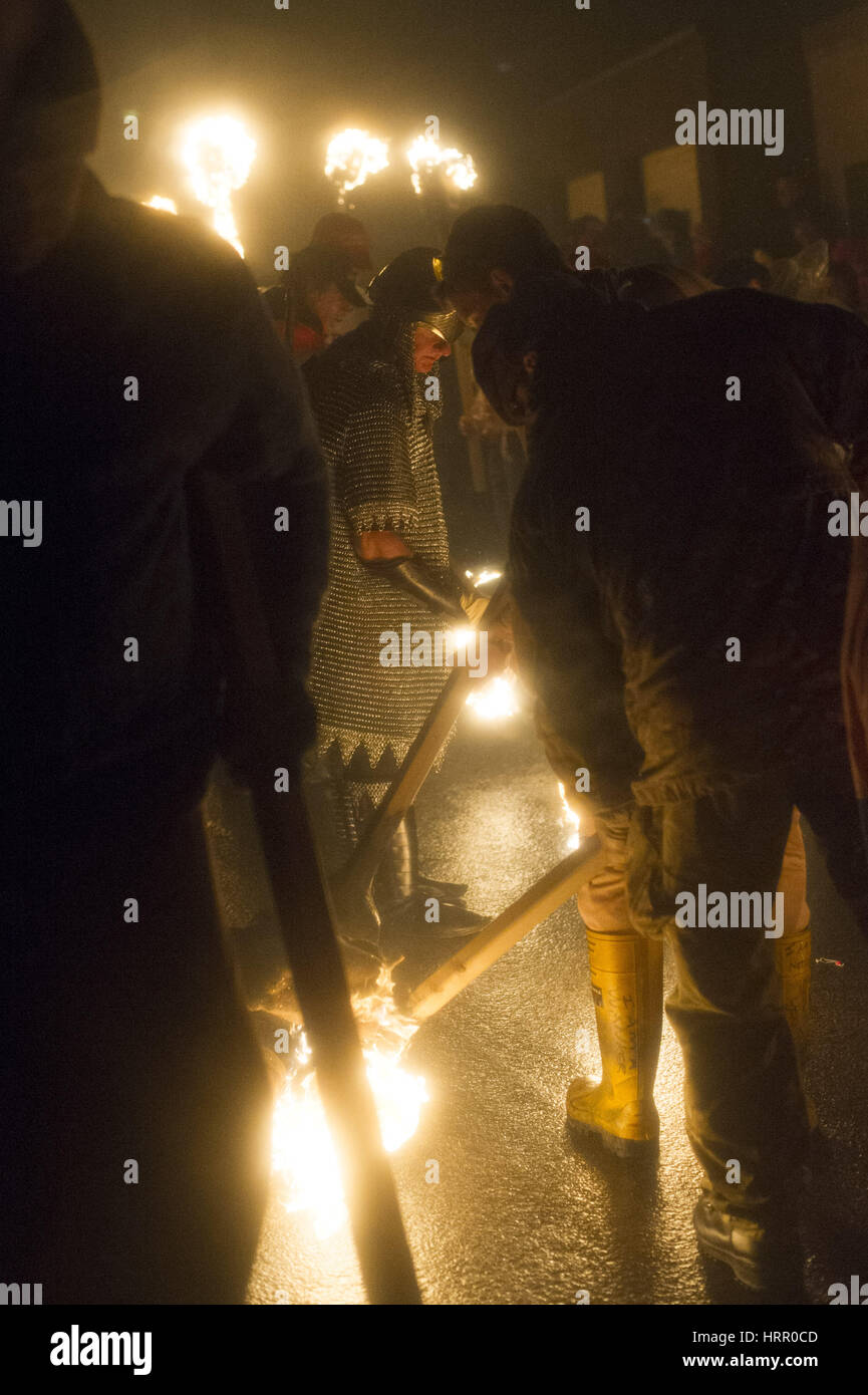 The Guizer Jarl Lyall Gair and his squad light up and march their ...