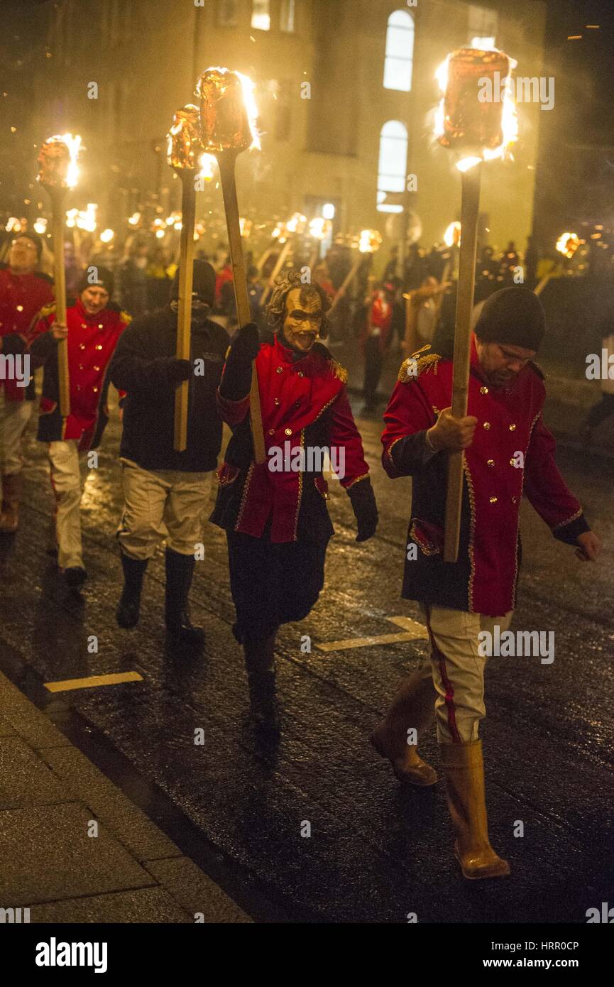 The Guizer Jarl Lyall Gair and his squad light up and march their ...